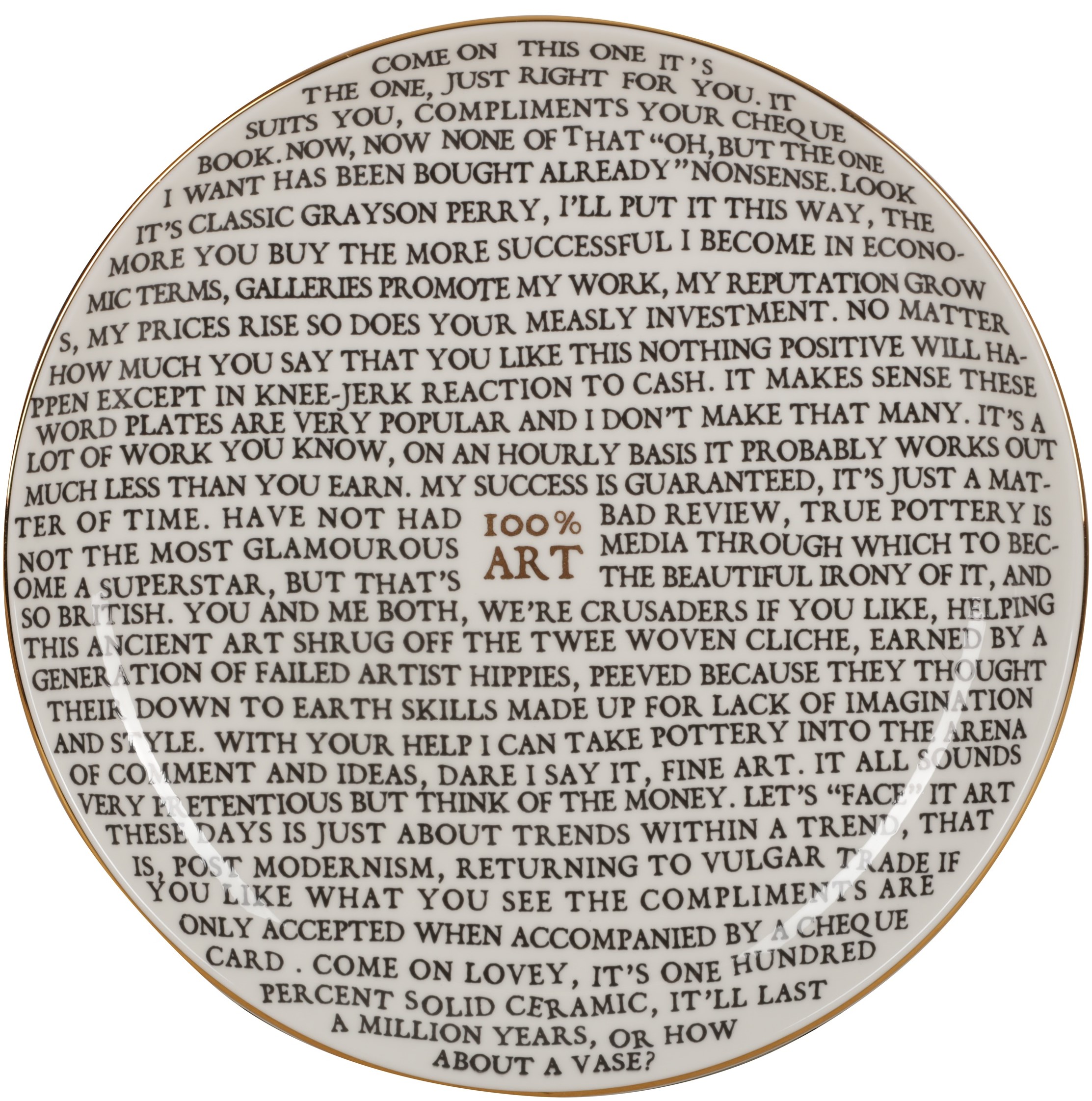 Sir Grayson Perry C.B.E R.A. (British b.1960) 100% Art Plate 2020 fine ...