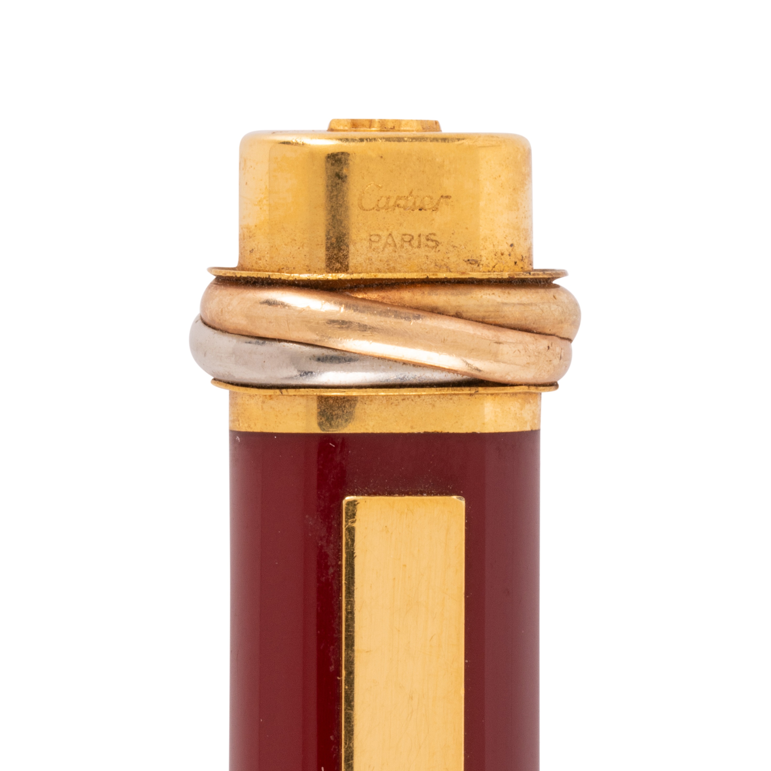 Cartier Trinity Ballpoint Pen The red cap and barrel, with gold plated ...