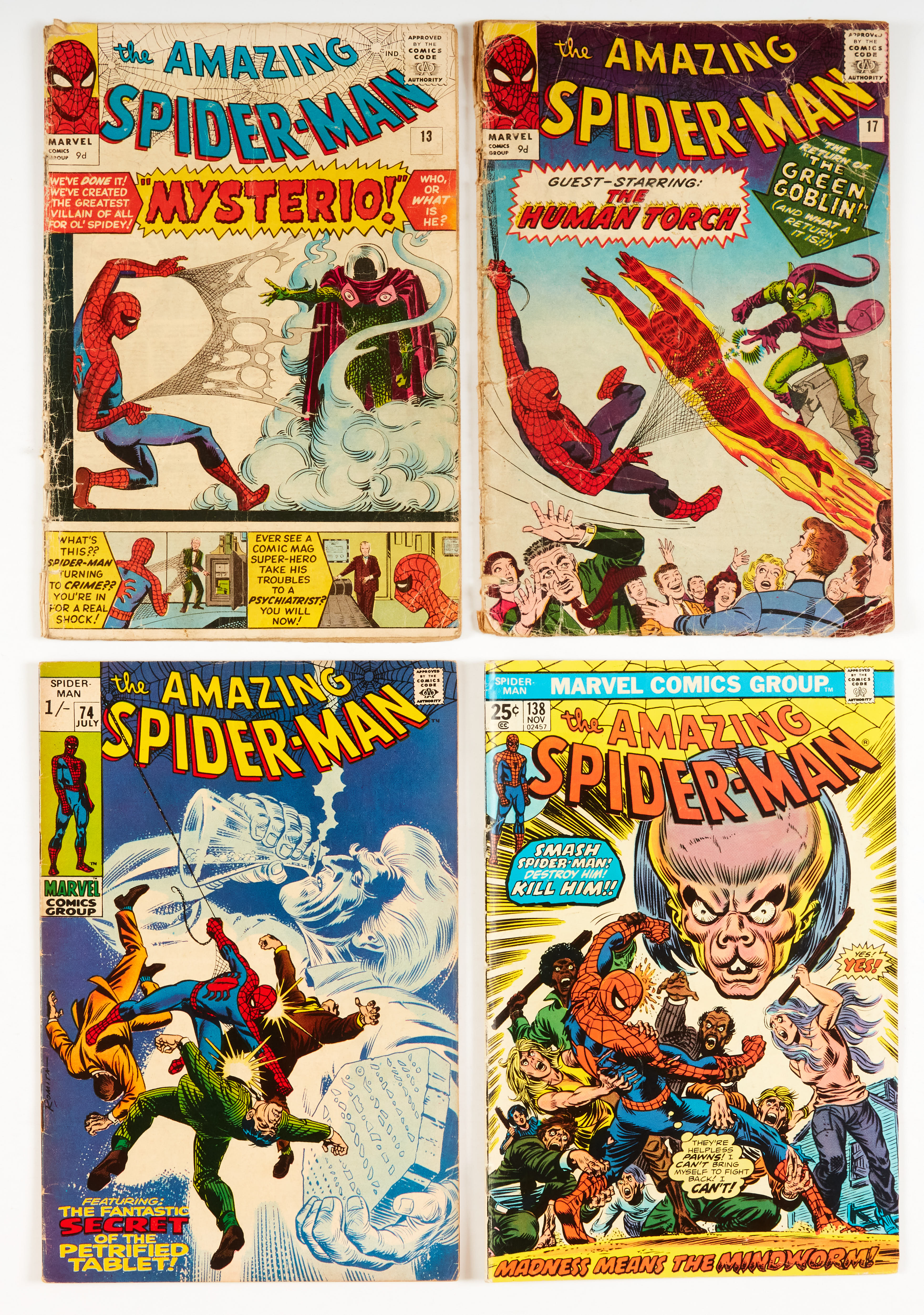 Amazing Spider-Man (1966-74) 13, 17, both [gd], 74 [vg+], 138 [fn+] (4 ...