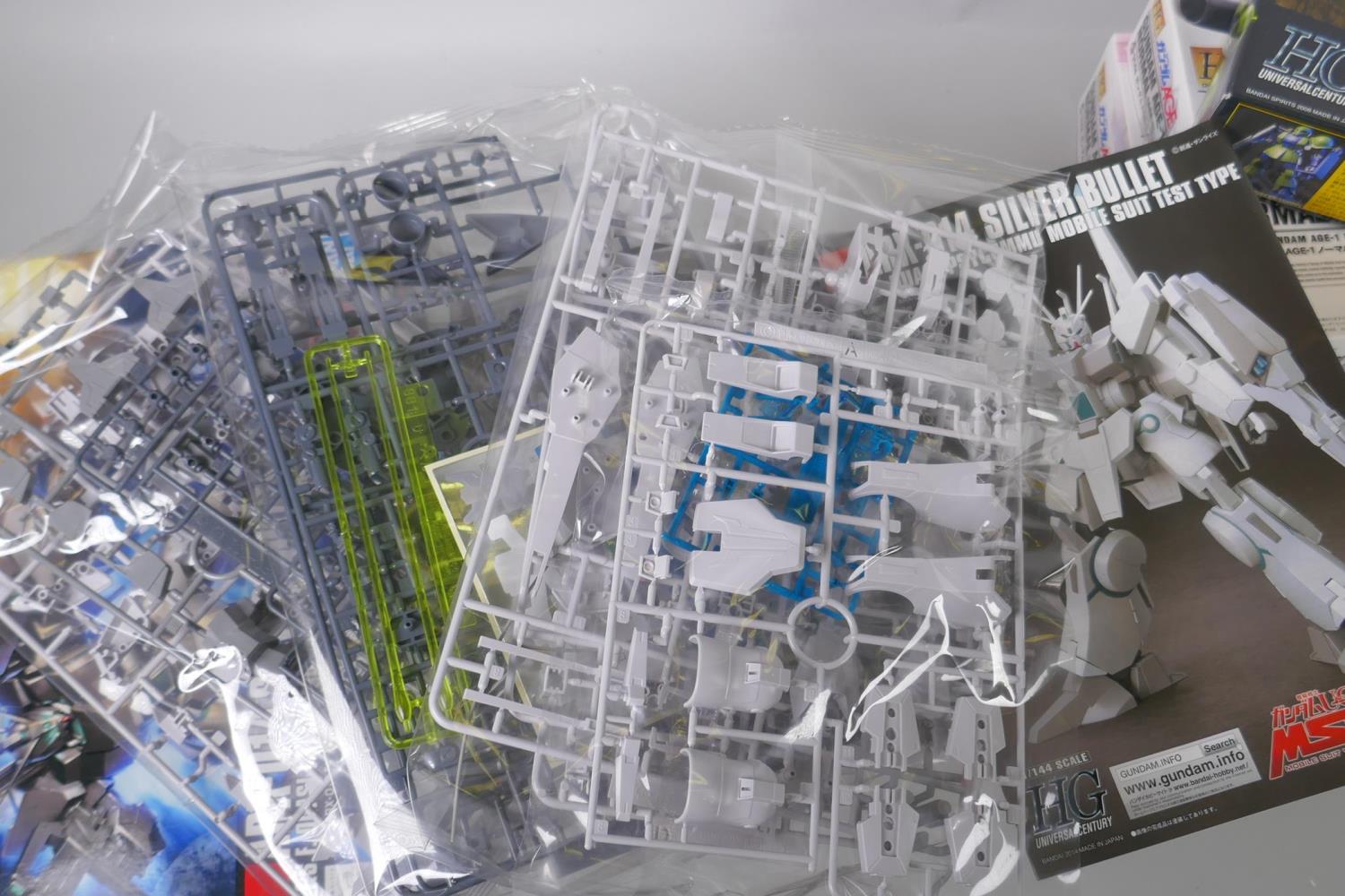 Eleven Bandai H.G. Gundam gunpla, 1:144 scale model kits, unbuilt in ...