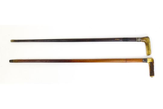 A 19thC Wilkinson Sword Co sword stick with turned beech shank, antler ...