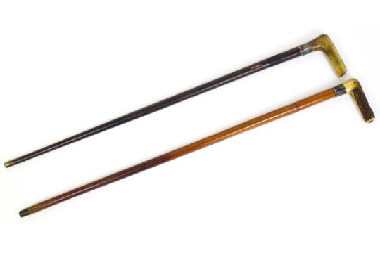 A 19thC Wilkinson Sword Co sword stick with turned beech shank, antler ...