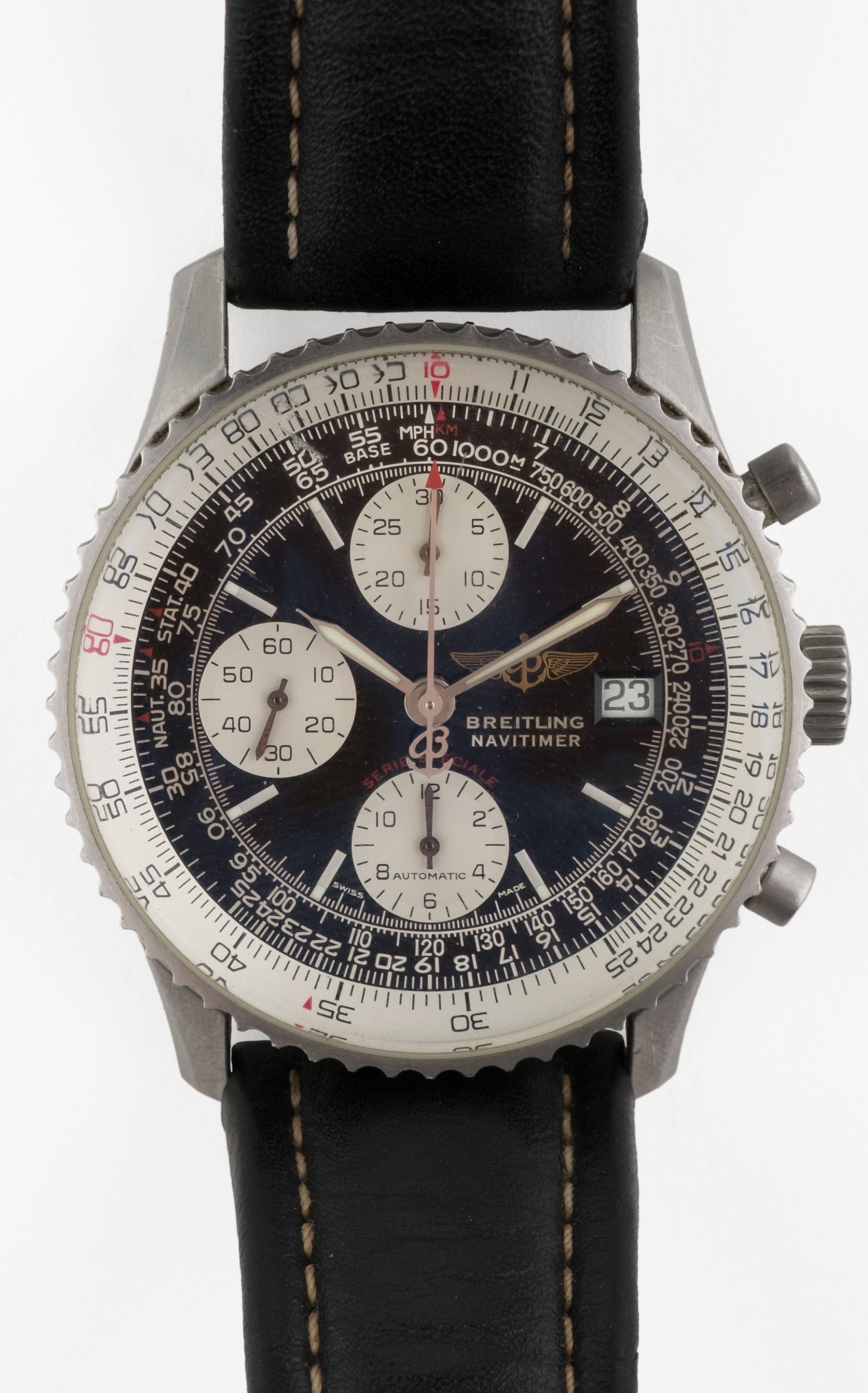 * Pilots watch. Breitling Navitimer chronometer wristwatch belonging to ...