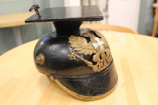 * Ulan helmet. Tschapska, No 10 Ulan Regiment, black leather skull ...