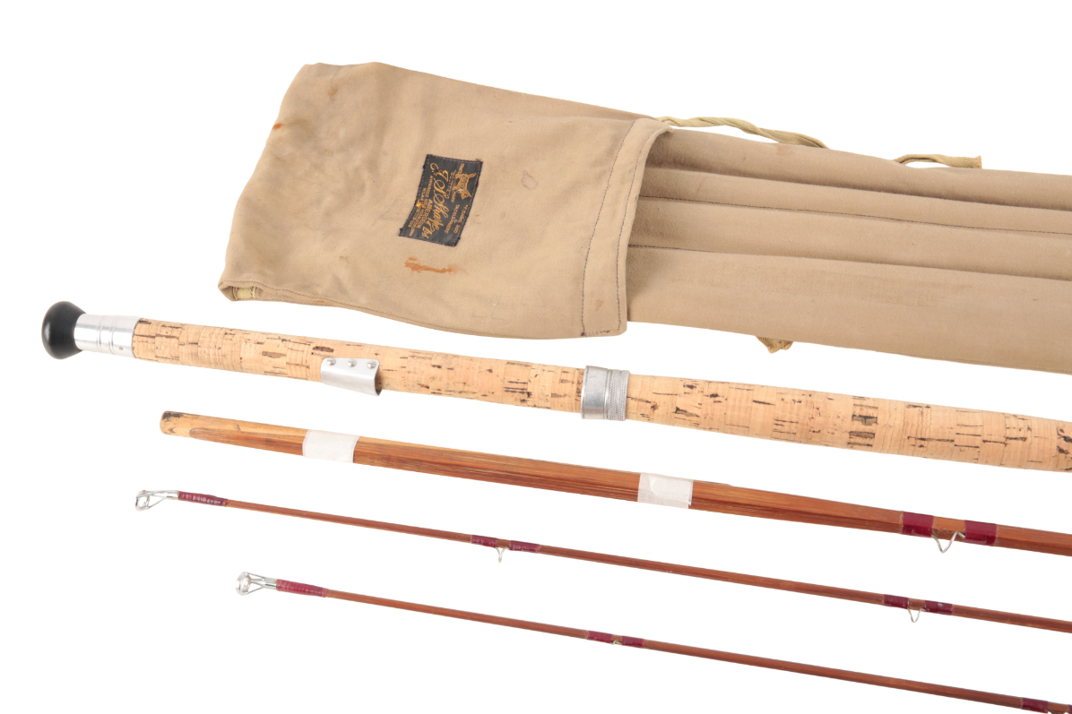 SHARPE'S OF ABERDEEN: A THREE PIECE SPLICED SPLIT CANE SALMON FLY ROD ...