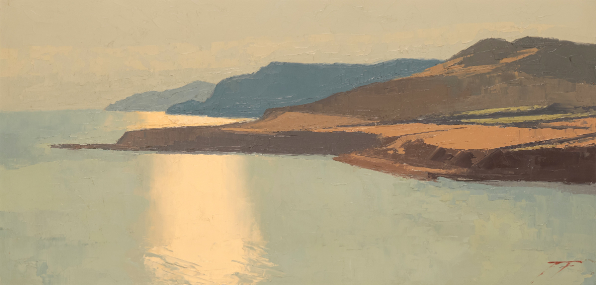 *JAMES FRY (1911-1985) 'Sunset over Kimmeridge Bay, Dorset'signed lower ...