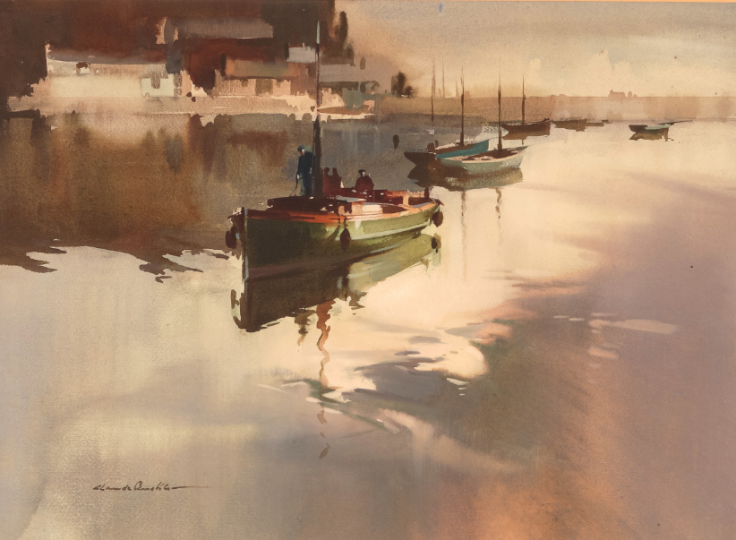 *CLAUDE BUCKLE (1905-1973) Fishing boats leaving harboursigned lower ...