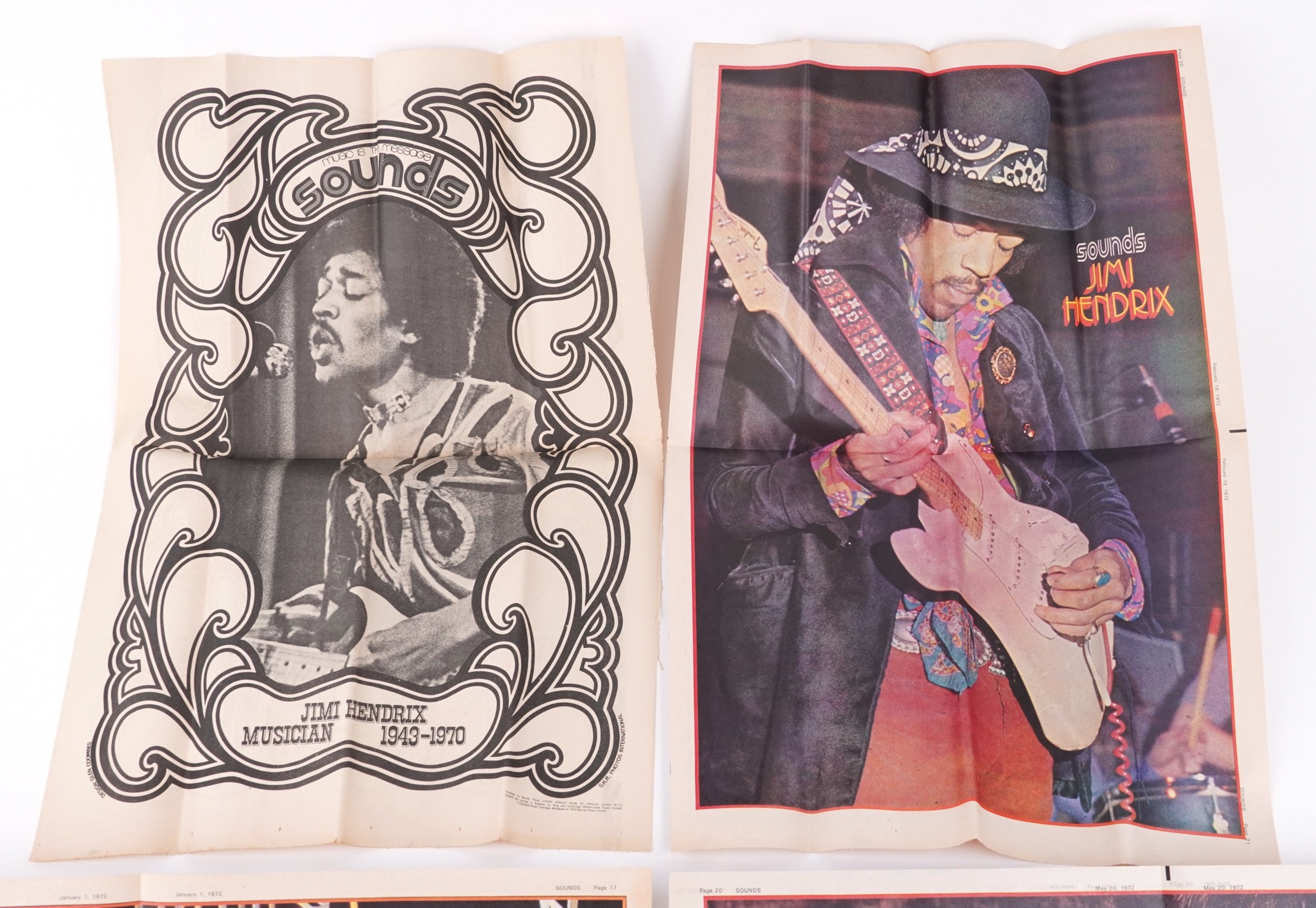 Four 1970s musician and singer music posters by Sounds comprising T-Rex ...