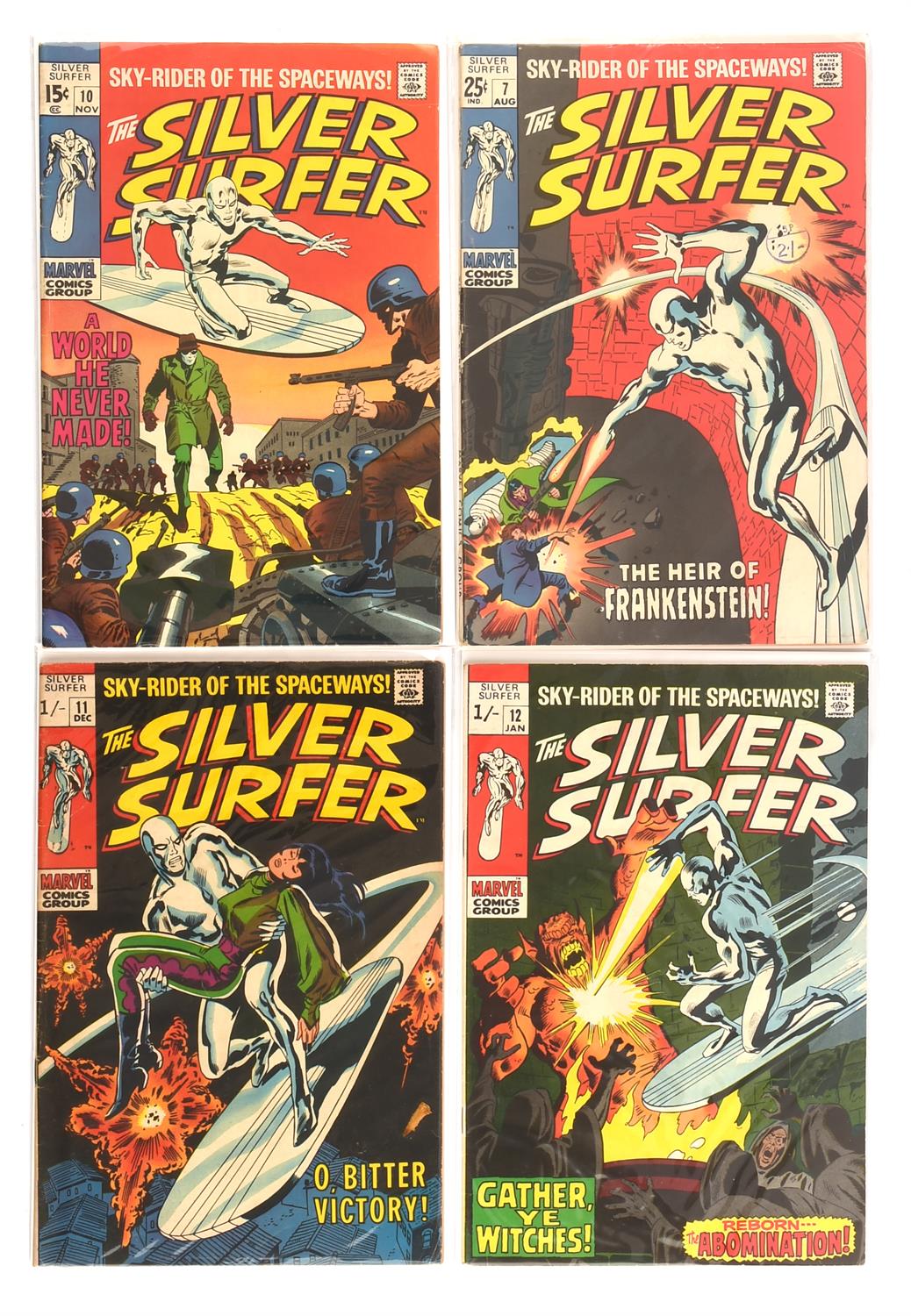 The Silver SurferNos. 7, 10, 11, 12 - a group of 4 comics featuring ...