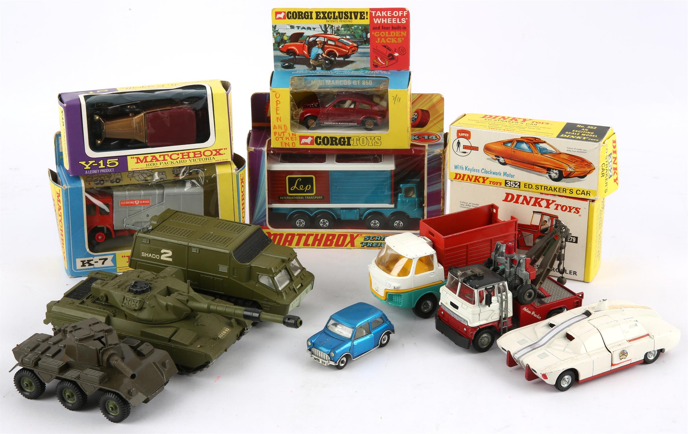 A quantity of die cast vehicles including ; Dinky 352 Ed Straker's Car ...