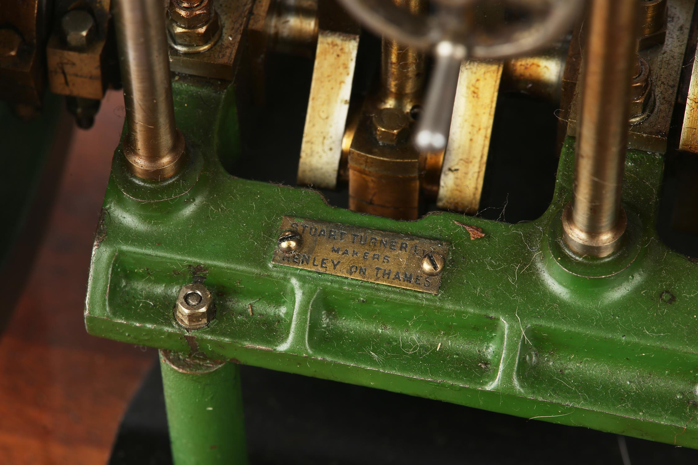 A Stuart Turner twin cylinder vertical steam engine and boiler, raised ...