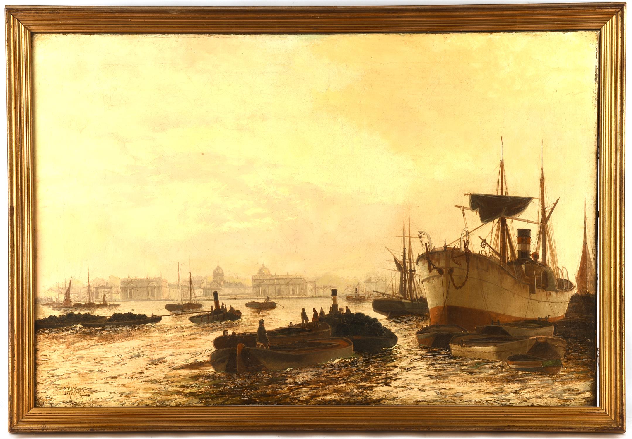 Edwin Henry Eugene Fletcher (British 1857-1945), boats moored with ...