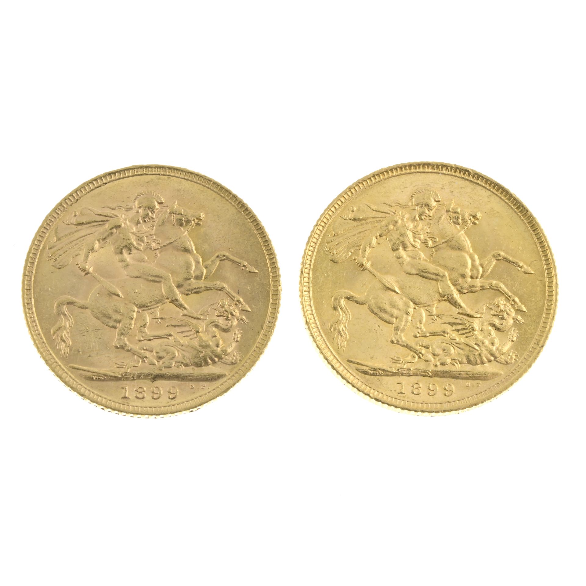 Victoria, Two Sovereigns 1899 (one S)Victoria, Two Sovereigns Old Head ...