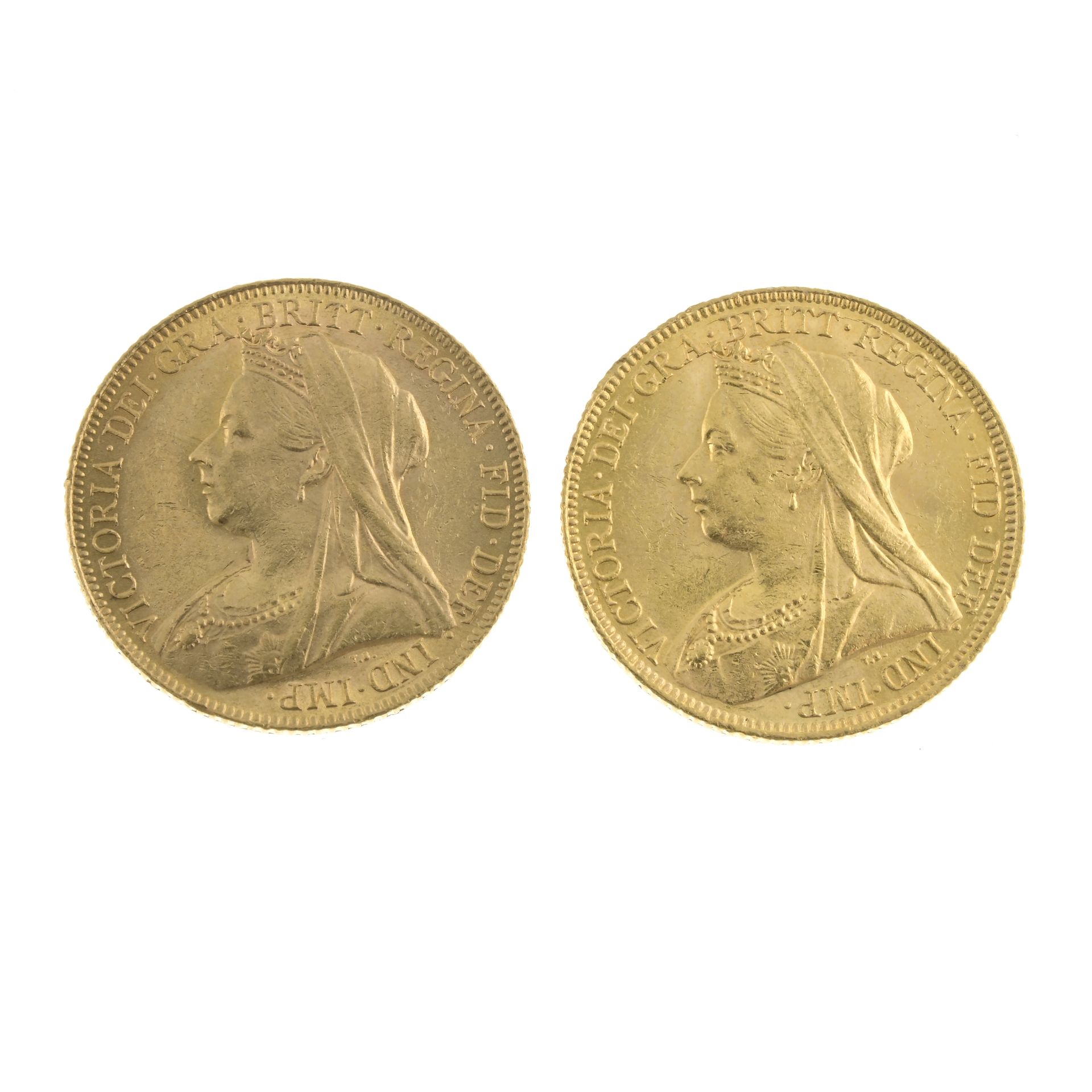 Victoria, Two Sovereigns 1899 (one S)Victoria, Two Sovereigns Old Head ...