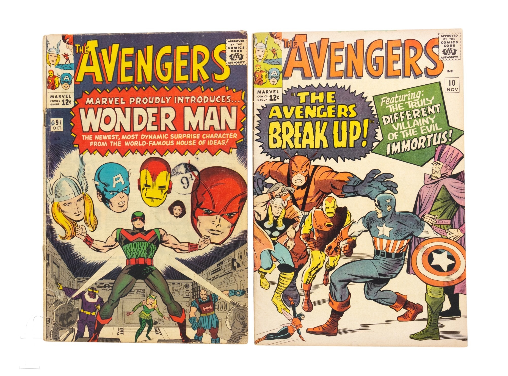 Two Marvel Avengers 1964 comics, #9 featuring first appearance of ...