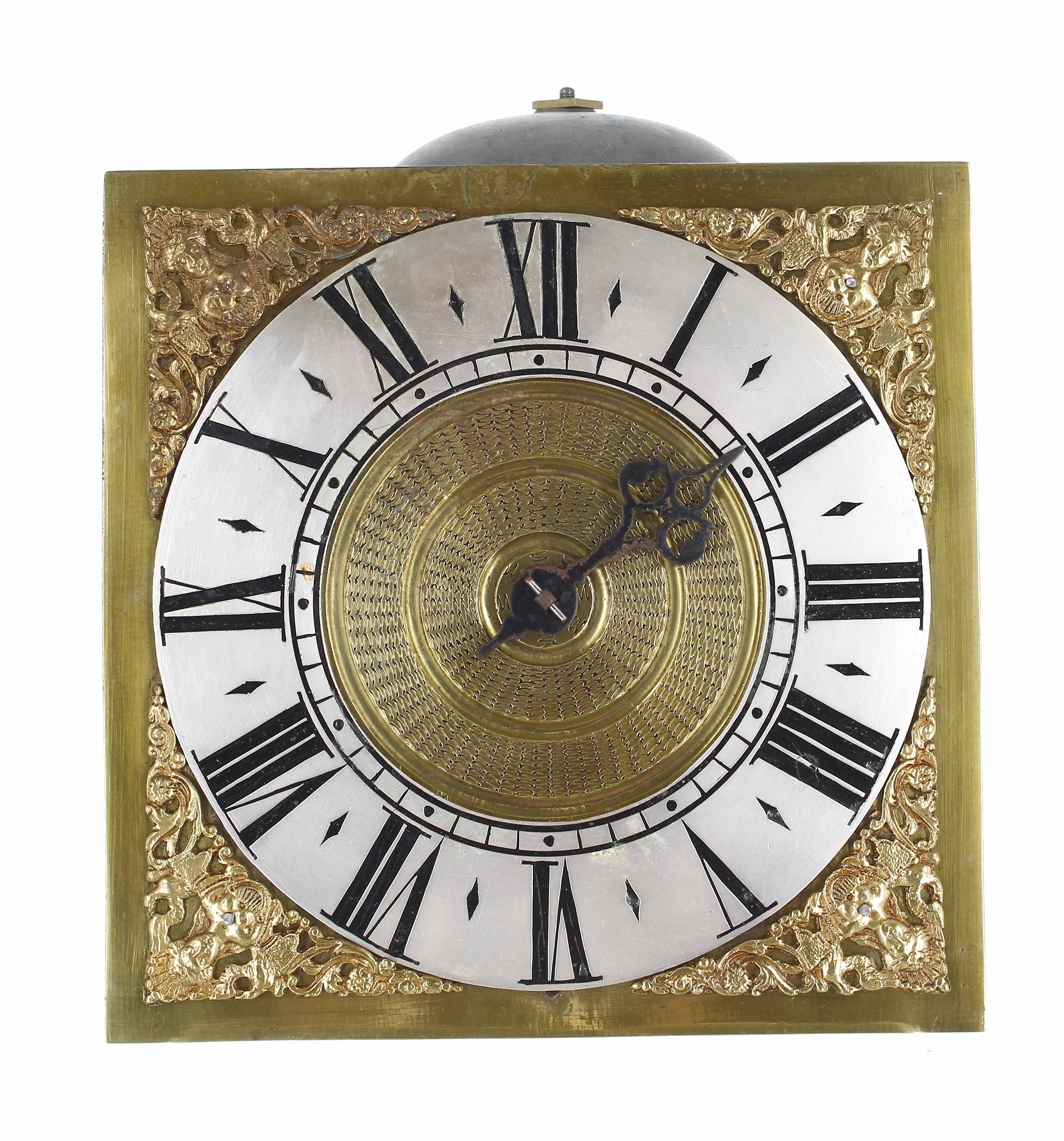 Early Quaker brass hook and spike thirty hour wall clock timepiece, the ...