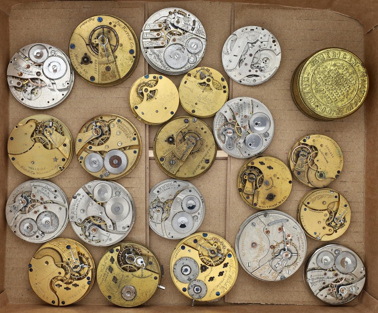 Quantity of American pocket watch movements to include Elgin National ...