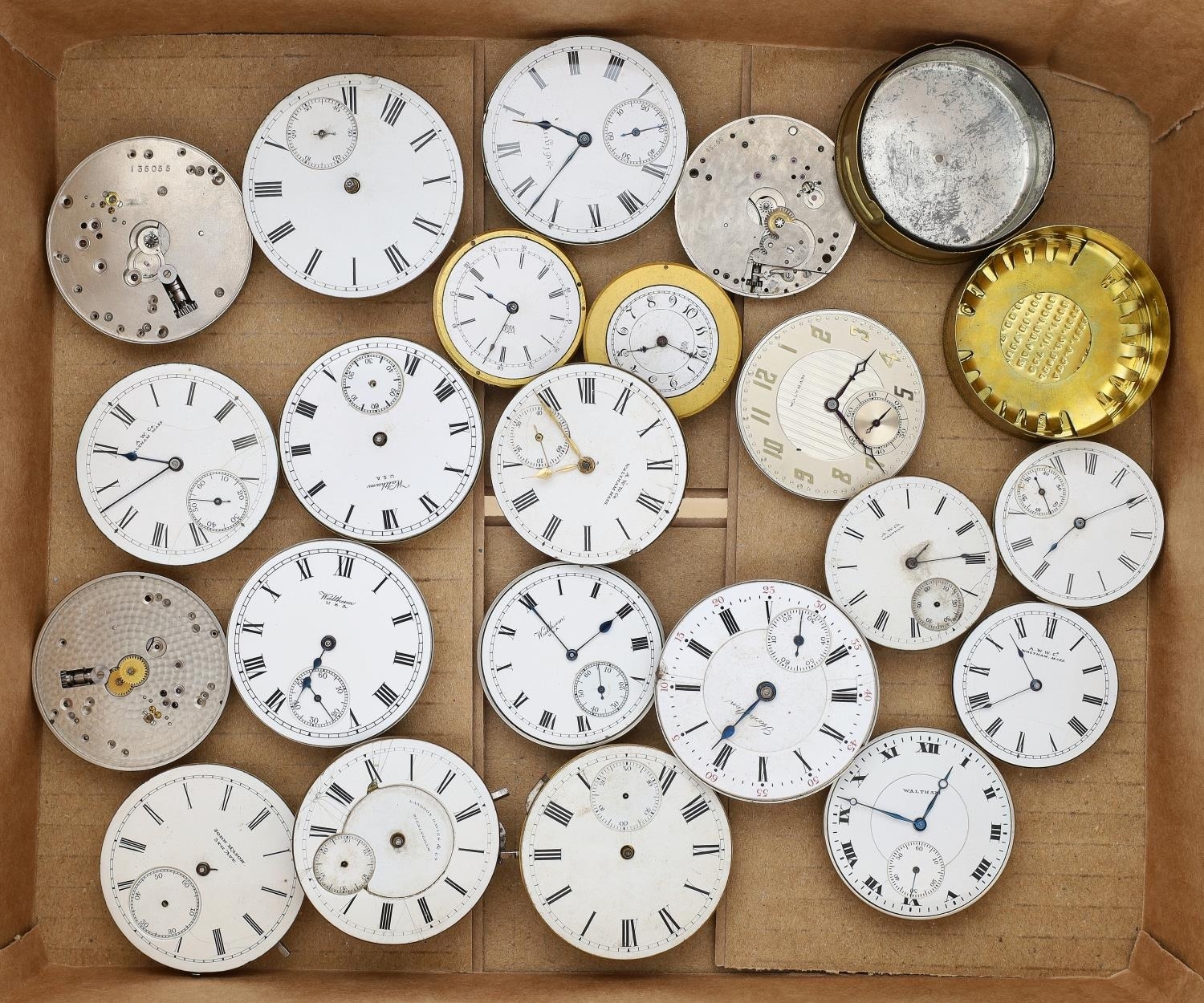 Quantity of American pocket watch movements to include Elgin National ...