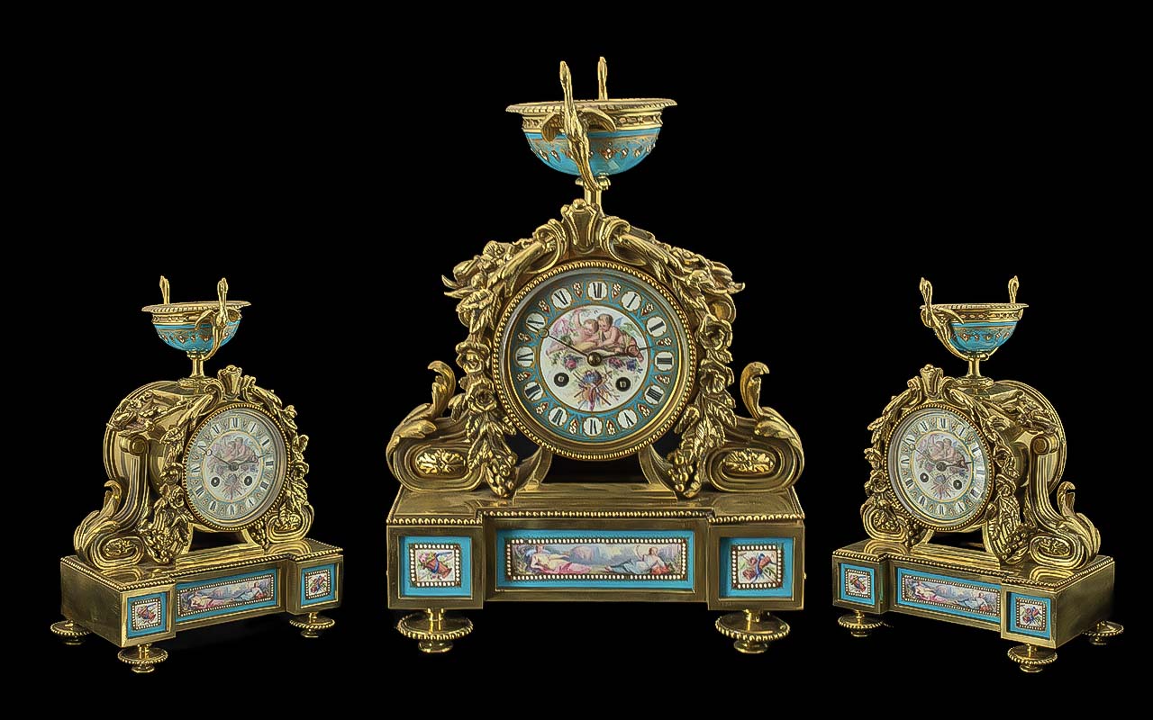 French 19th Century Sevres Style Mantle Clock, Sevres style porcelain ...