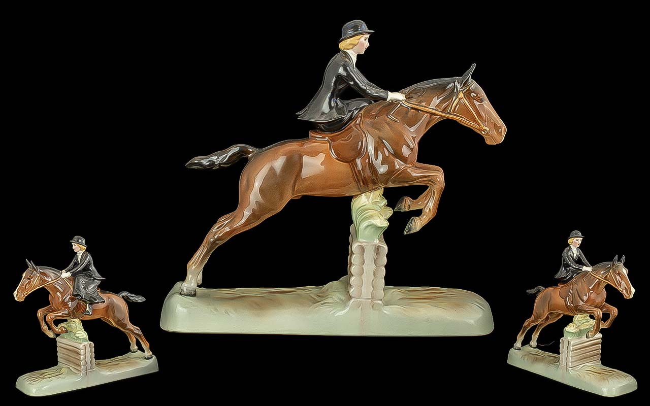 Beswick Hand Painted Horse / Rider Jumping a Fence ' Style One ...