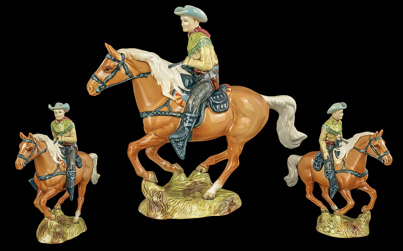 Beswick Hand Painted Horse / Figure ' Canadian Mounted Cowboy ' Model ...