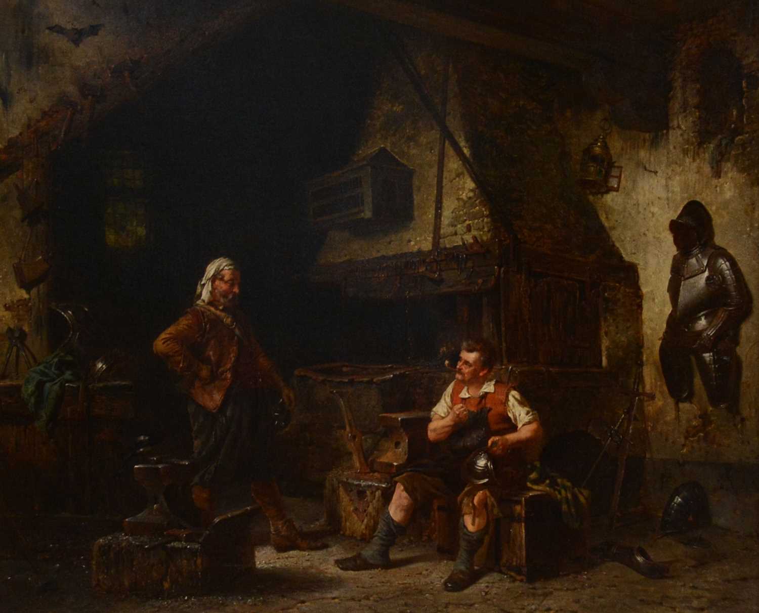 Heinrich A Weber (German, 1843-1913), The Armory, oil on relined canvas ...