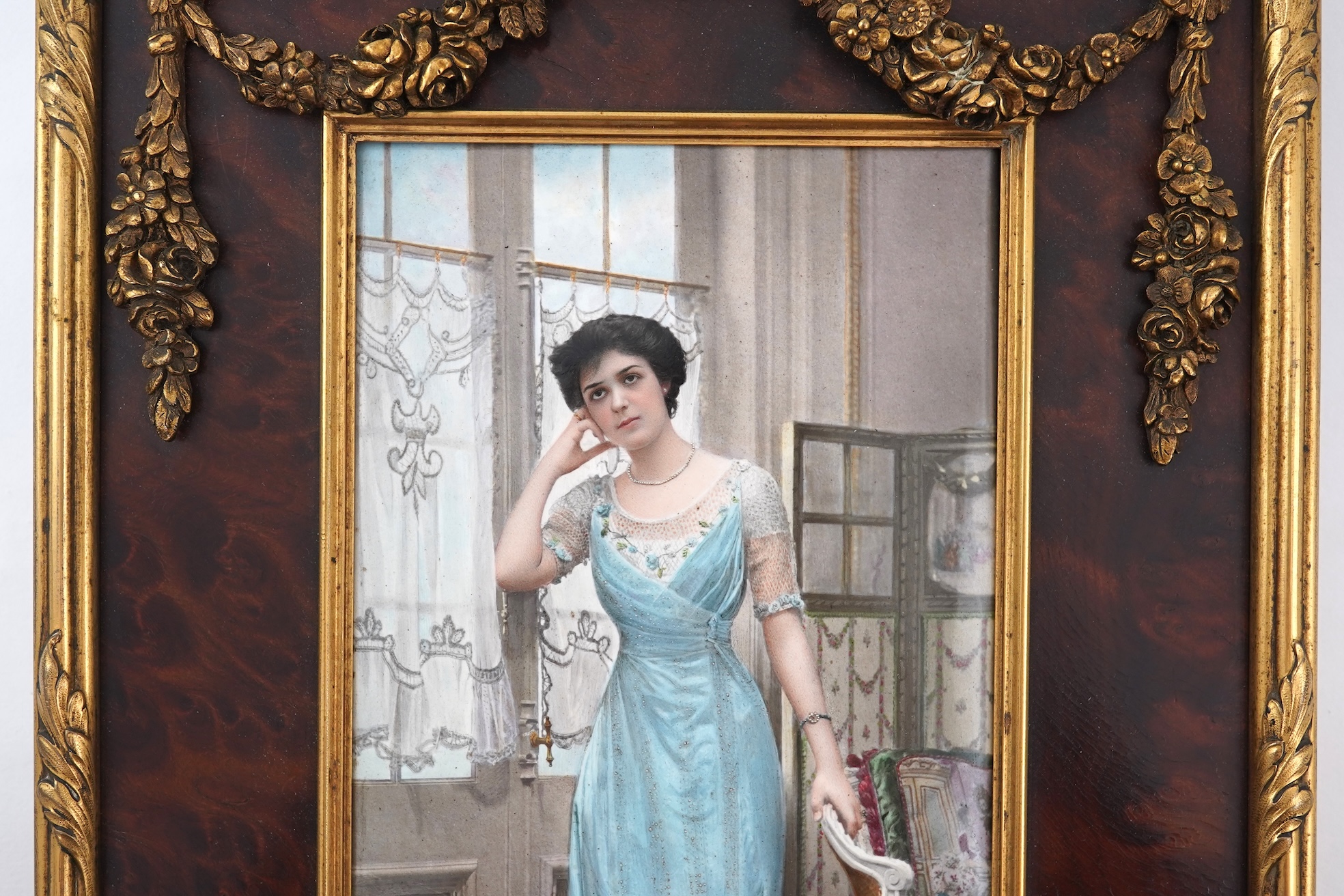Mathieu Deroche (French fl.1866-1904), 'Full length portrait of a lady ...