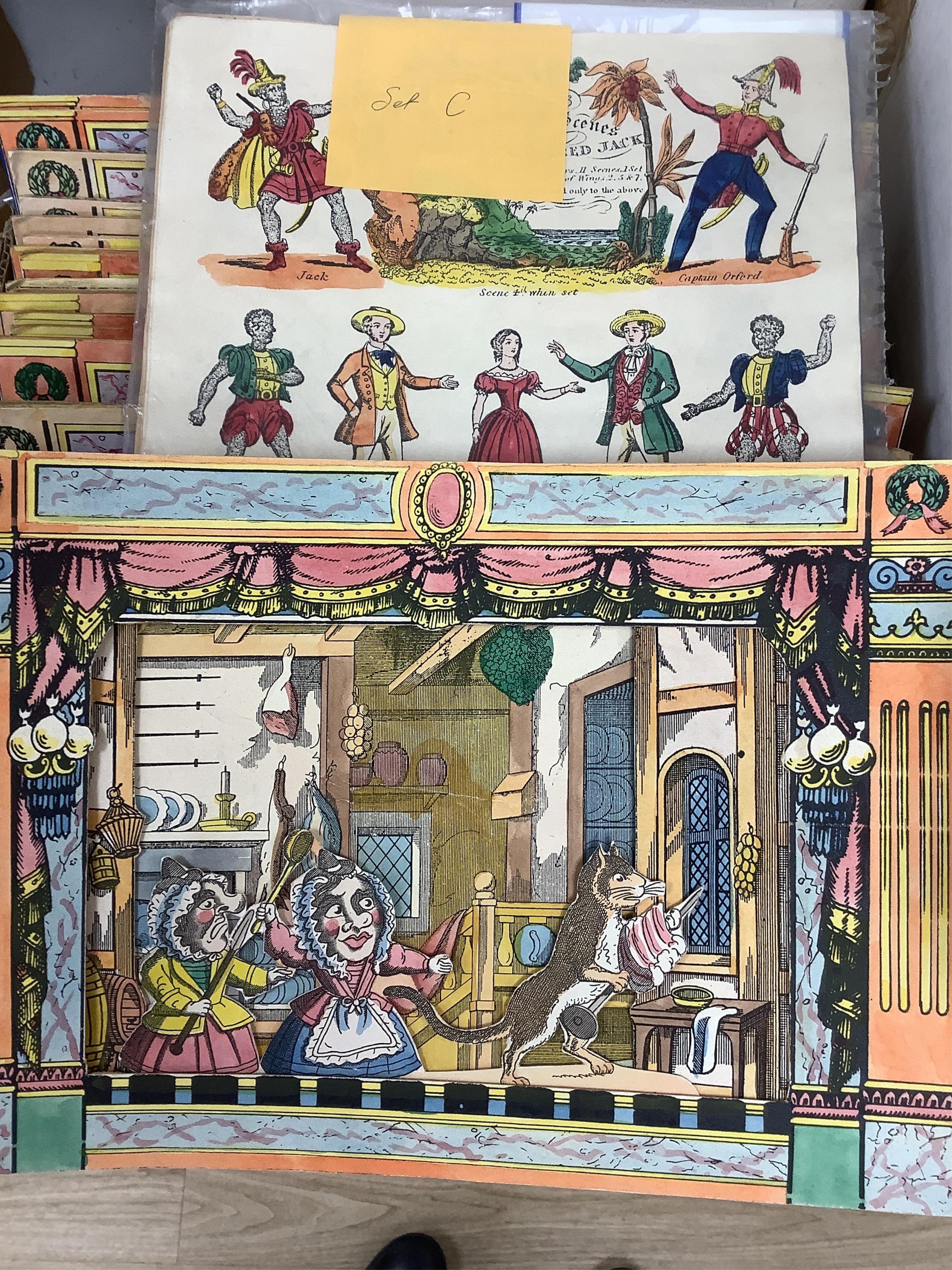 Juvenile Drama, a group of hand painted toy theatre back drops ...