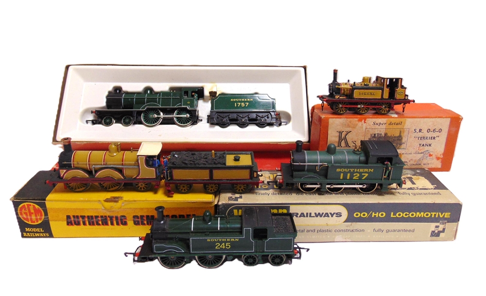 [OO GAUGE]. FIVE ASSORTED LOCOMOTIVES comprising a kit-built Gem L.B.S ...