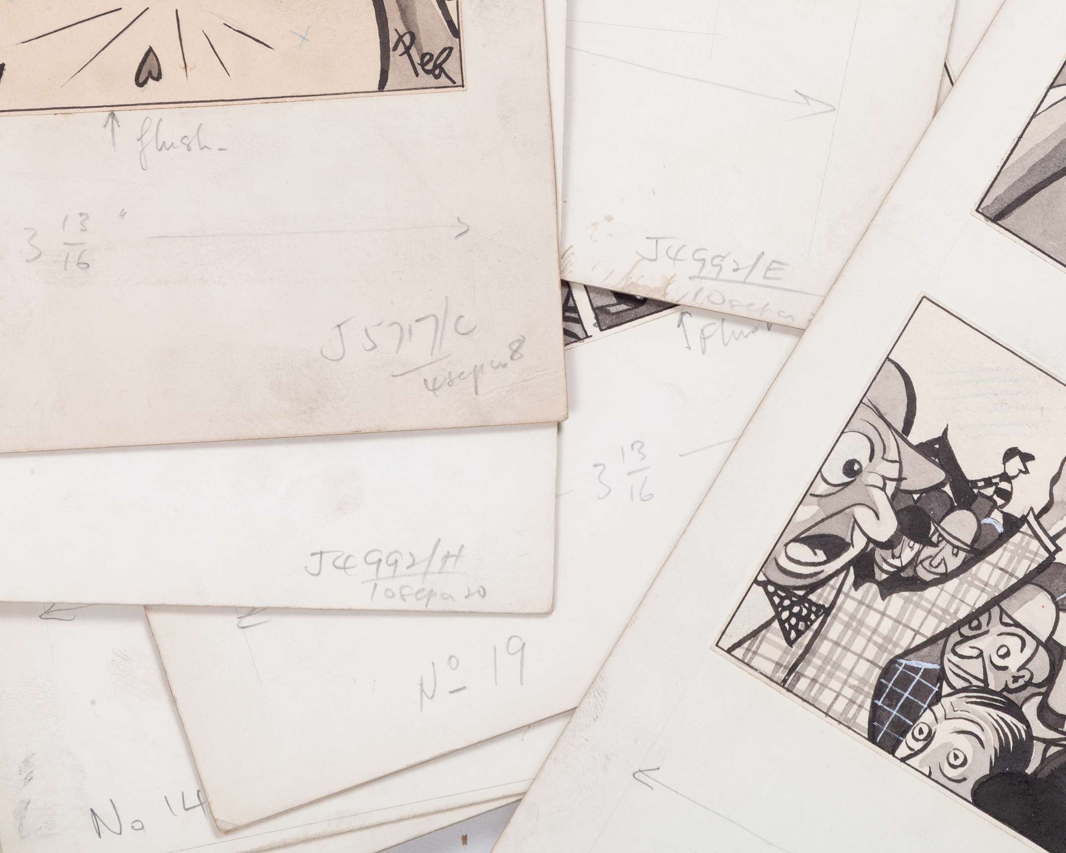 Group of eight original drawings by Pierre Bellocq (French, b.1926) for ...
