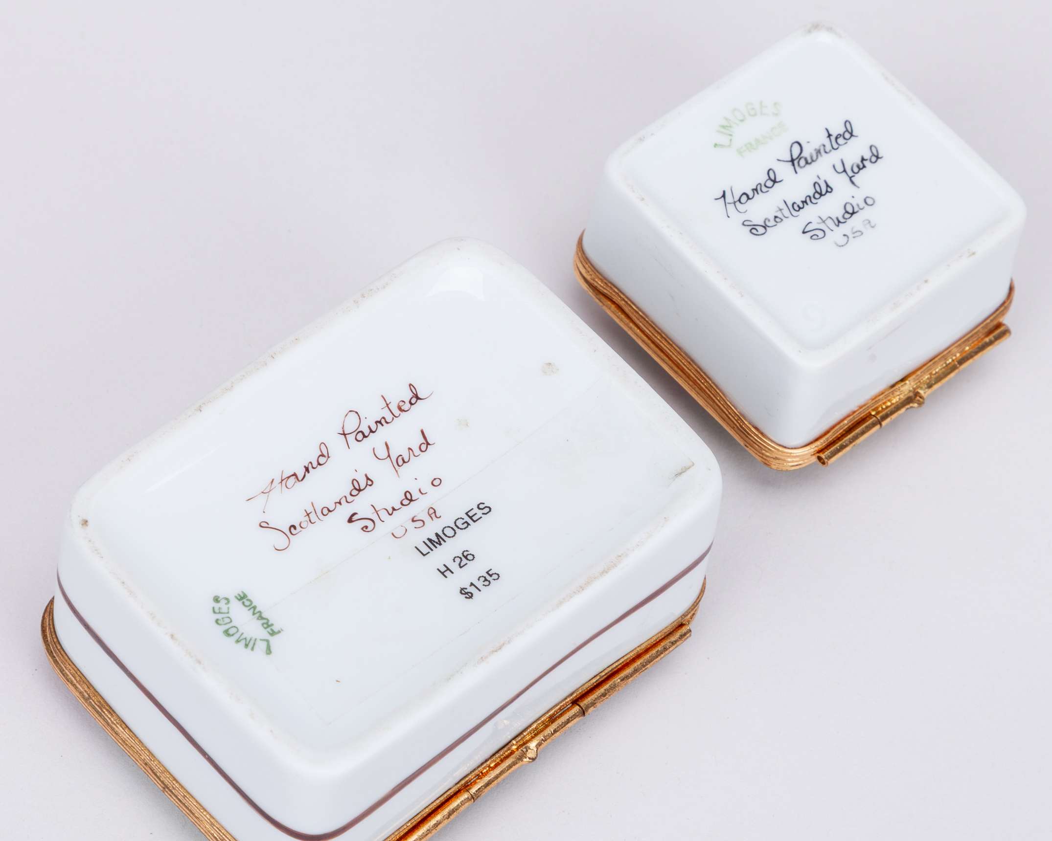 Group of eight enamel boxes featuring racehorses,from the Gilbey ...