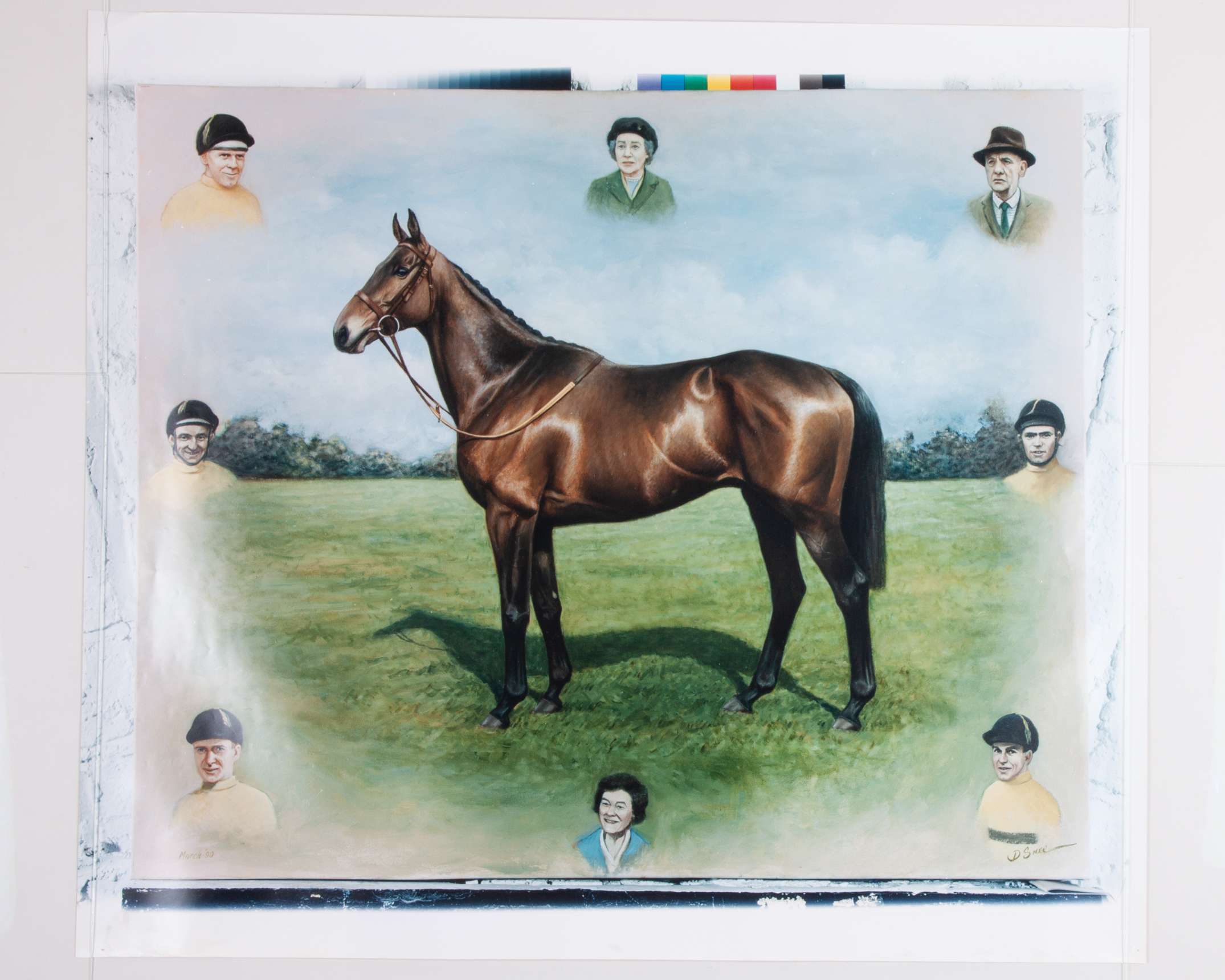 Two prints featuring the racehorse Arkle,the first with jockey Pat ...