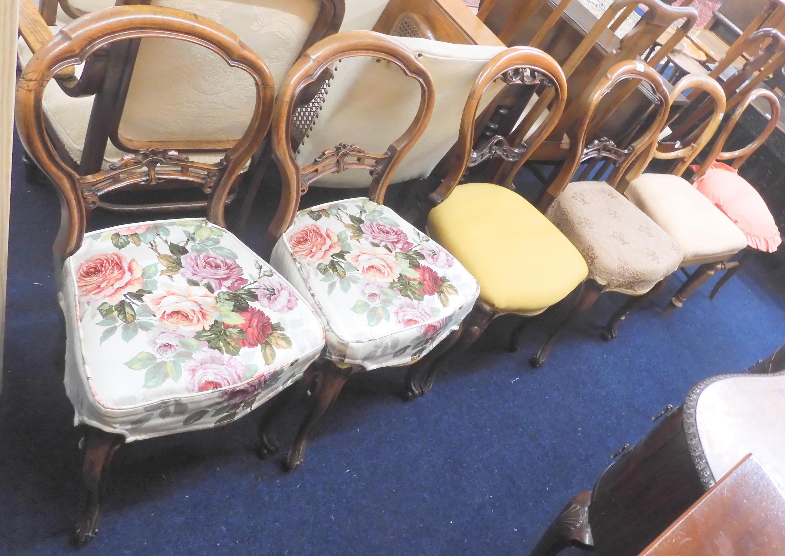 A lot of six assorted Victorian balloon back parlour chairs (6 ...
