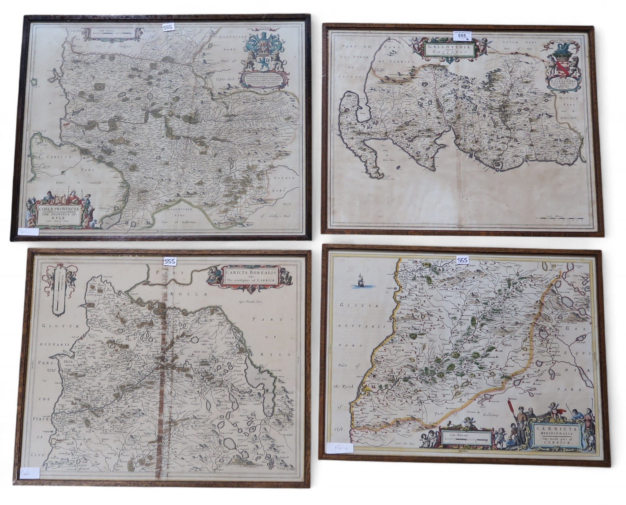 Four 17th century coloured engraved maps after Timothy Pont ...