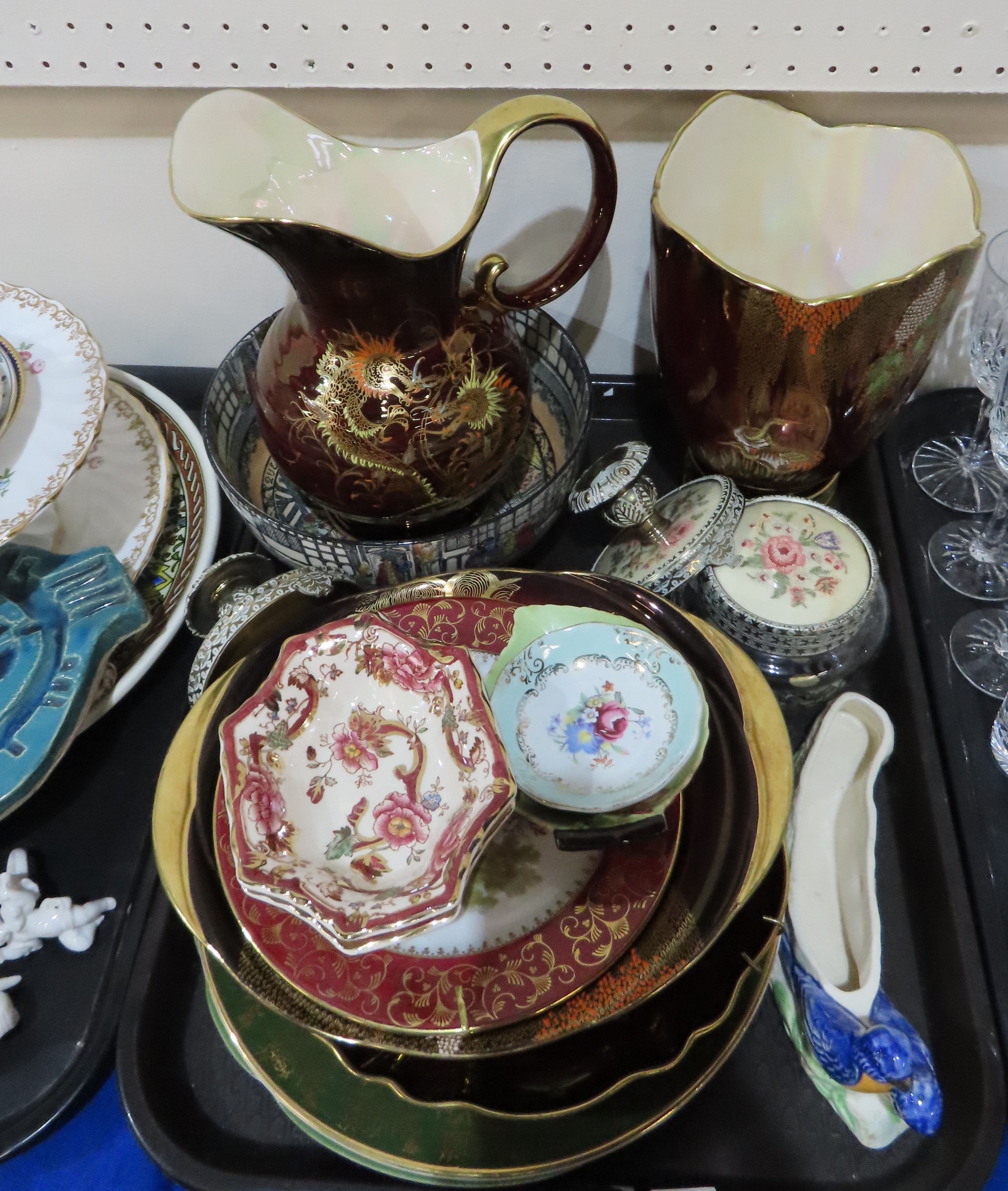 Assorted Carlton Ware rouge royale, a Royal Doulton Old Moreton bowl ...