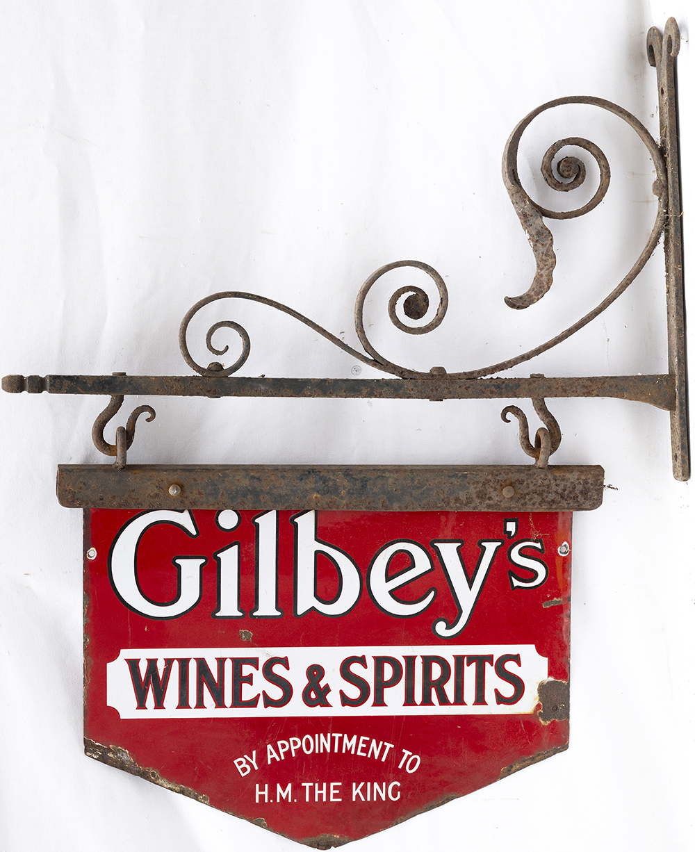 Advertising enamel sign GILBEY'S WINES & SPIRITS BY APPOINTMENT TO H.M ...