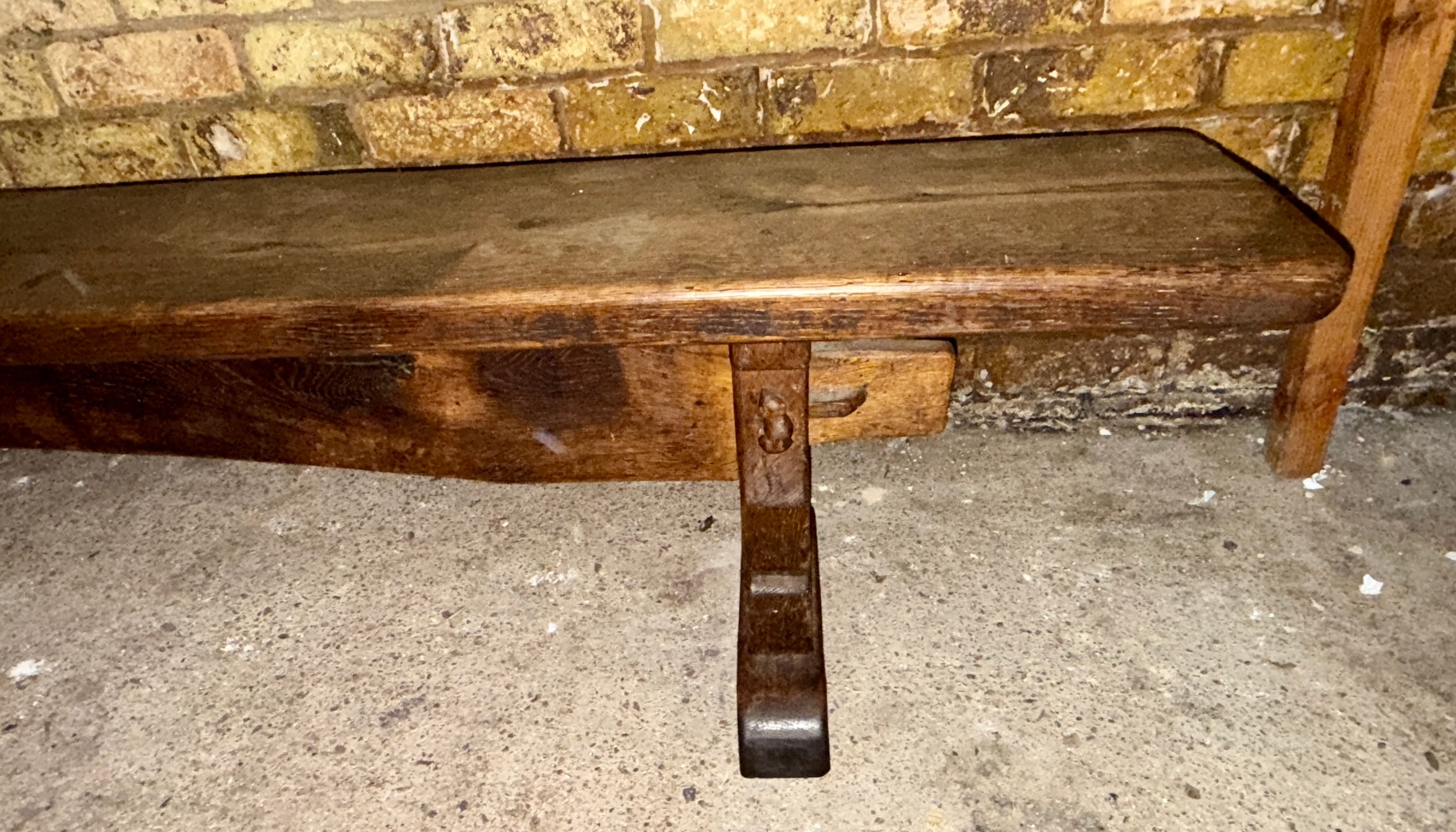 A 1937 Robert Thompson Mouseman bench with adzed top and signature ...