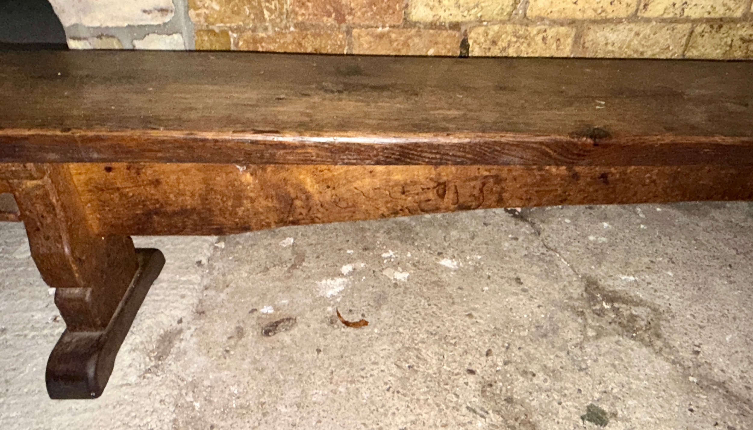 A 1937 Robert Thompson Mouseman bench with adzed top and signature ...