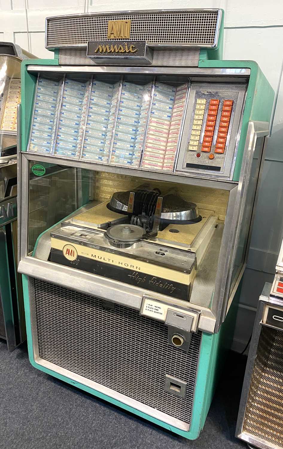 A c.1956 AMi 200 juke box with multi horn, high fidelity, the soft ...