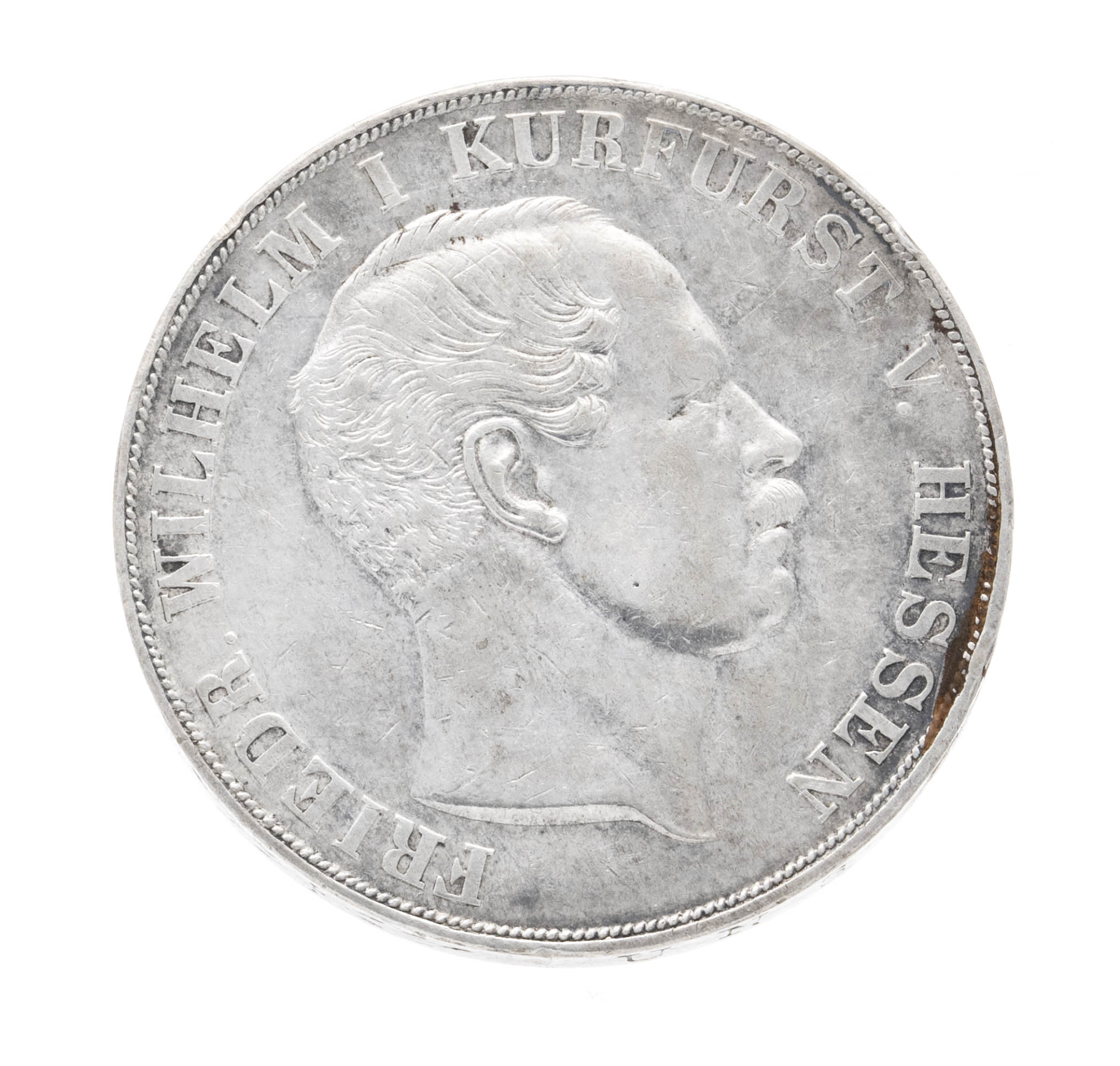 Silver coin 2 talers, 1855, Frederick William II, Elector of Hesse ...