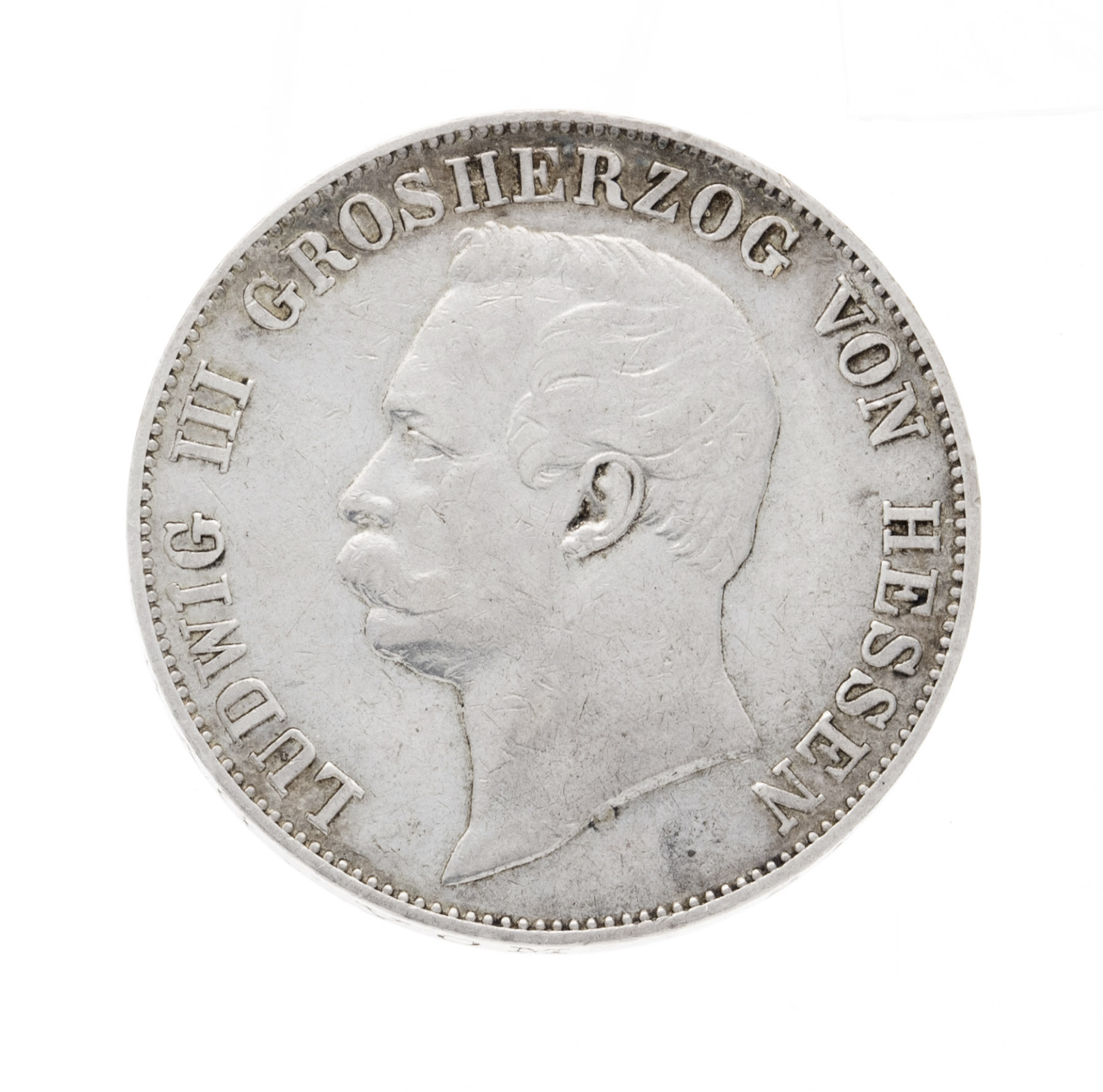 Silver coin 1 Vereinstaler, 1865, Ludwig III of Hesse, diameter approx ...