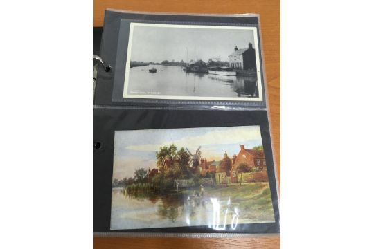 POSTCARDS: ALBUM WITH A SMALL COLLECTION STOKESBY VILLAGE, RIVER, QUAY ...