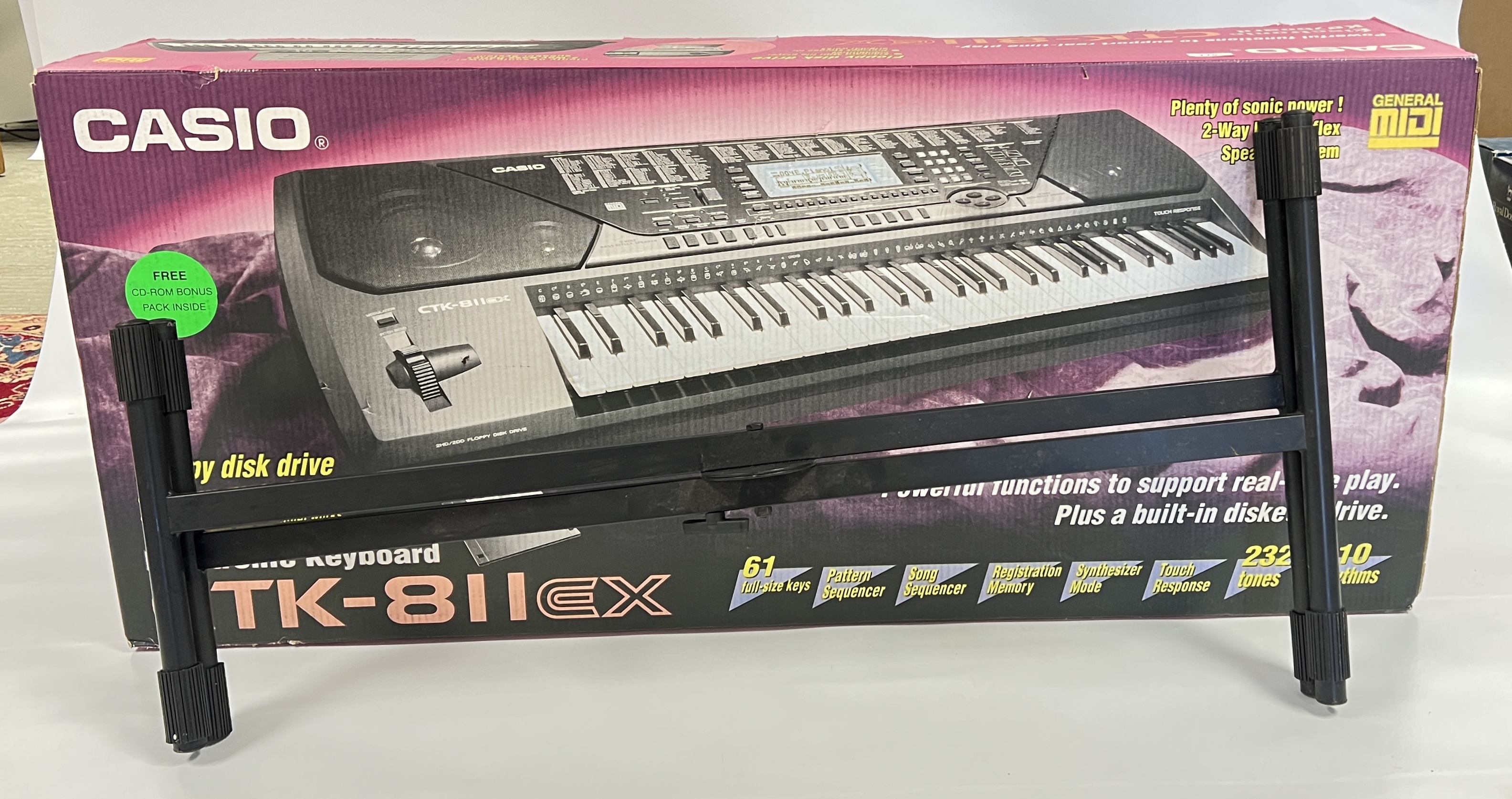 A CASIO ELECTRONIC KEYBOARD CTK-811 EX AND STAND IN ORIGINAL BOX - SOLD ...