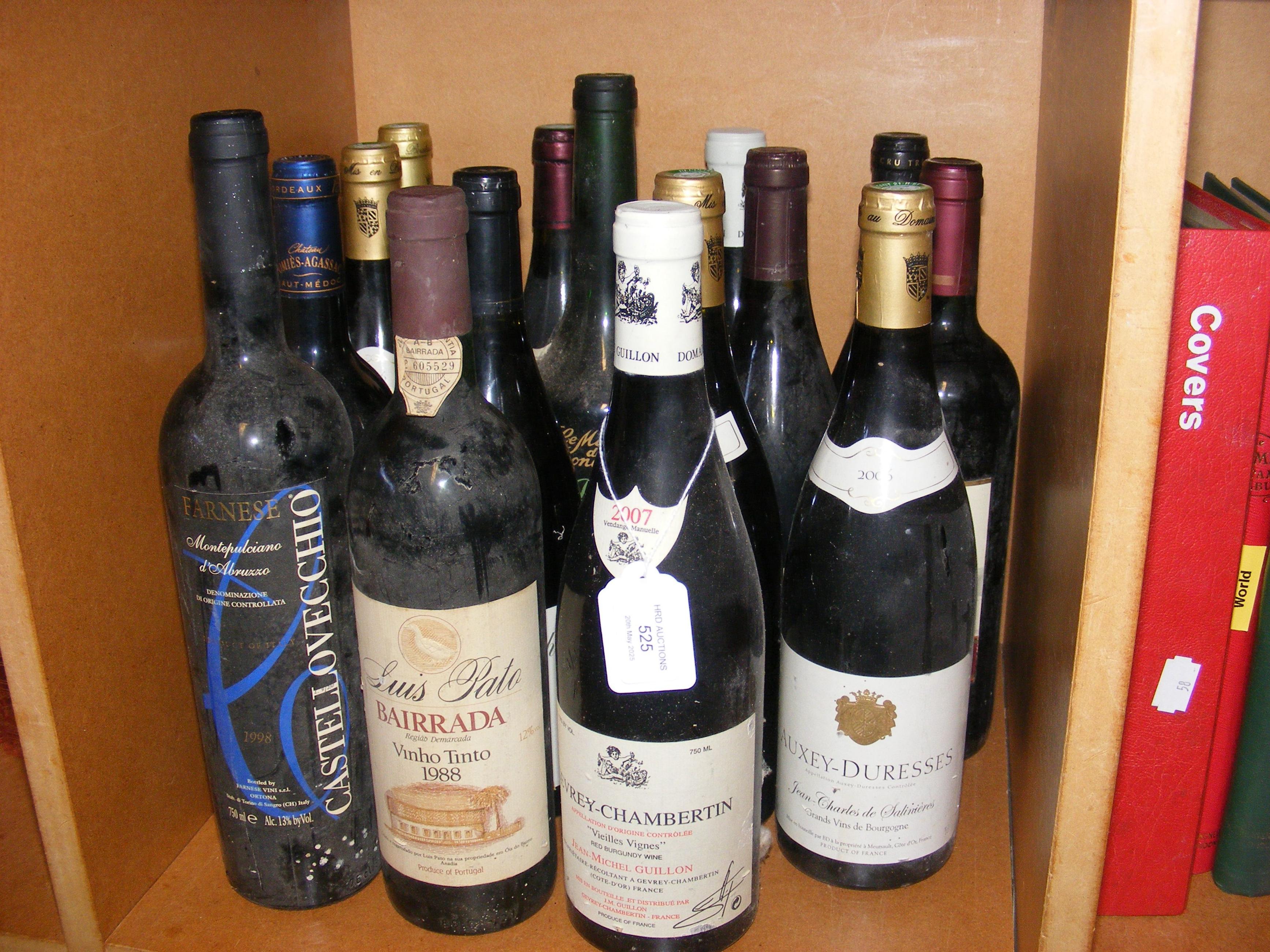 Fifteen bottles of mainly French red wine