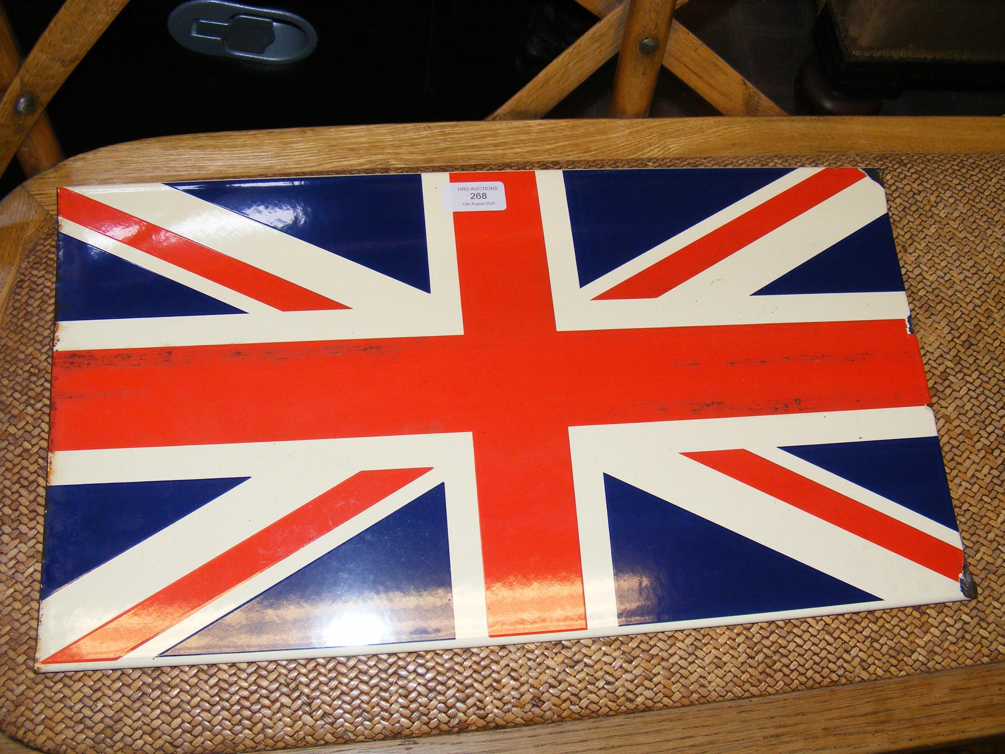 A vintage enamel Union Jack sign - 29cm x 50cm