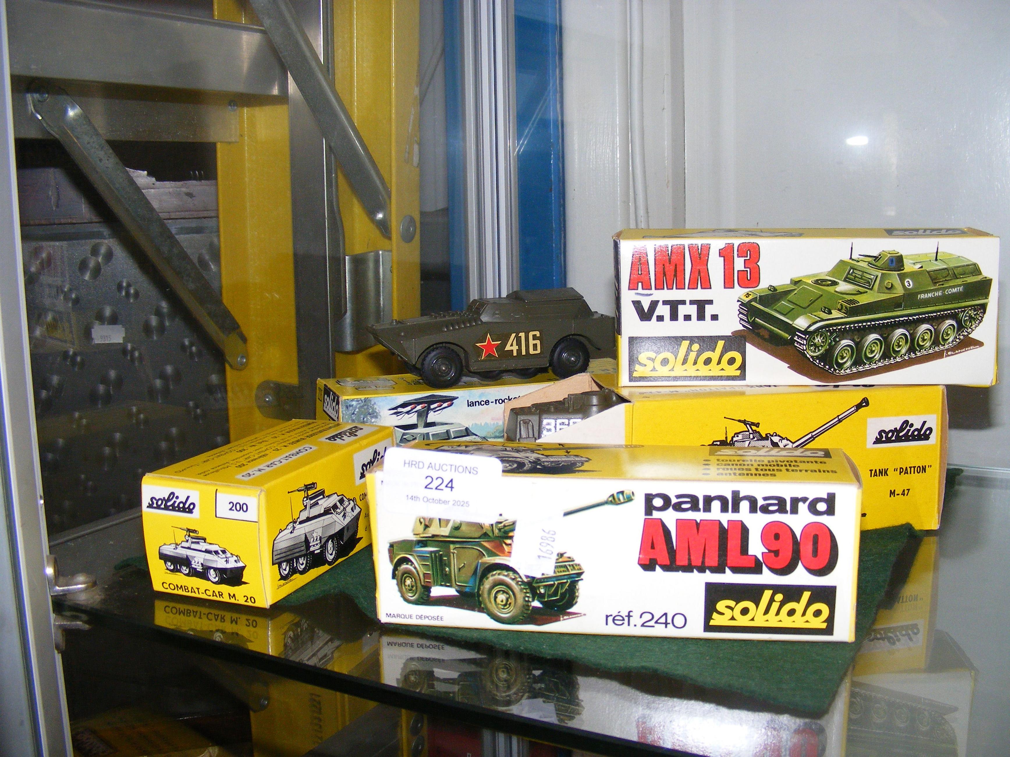 Five boxed Solido die cast army vehicles including the BTR 40 with ...
