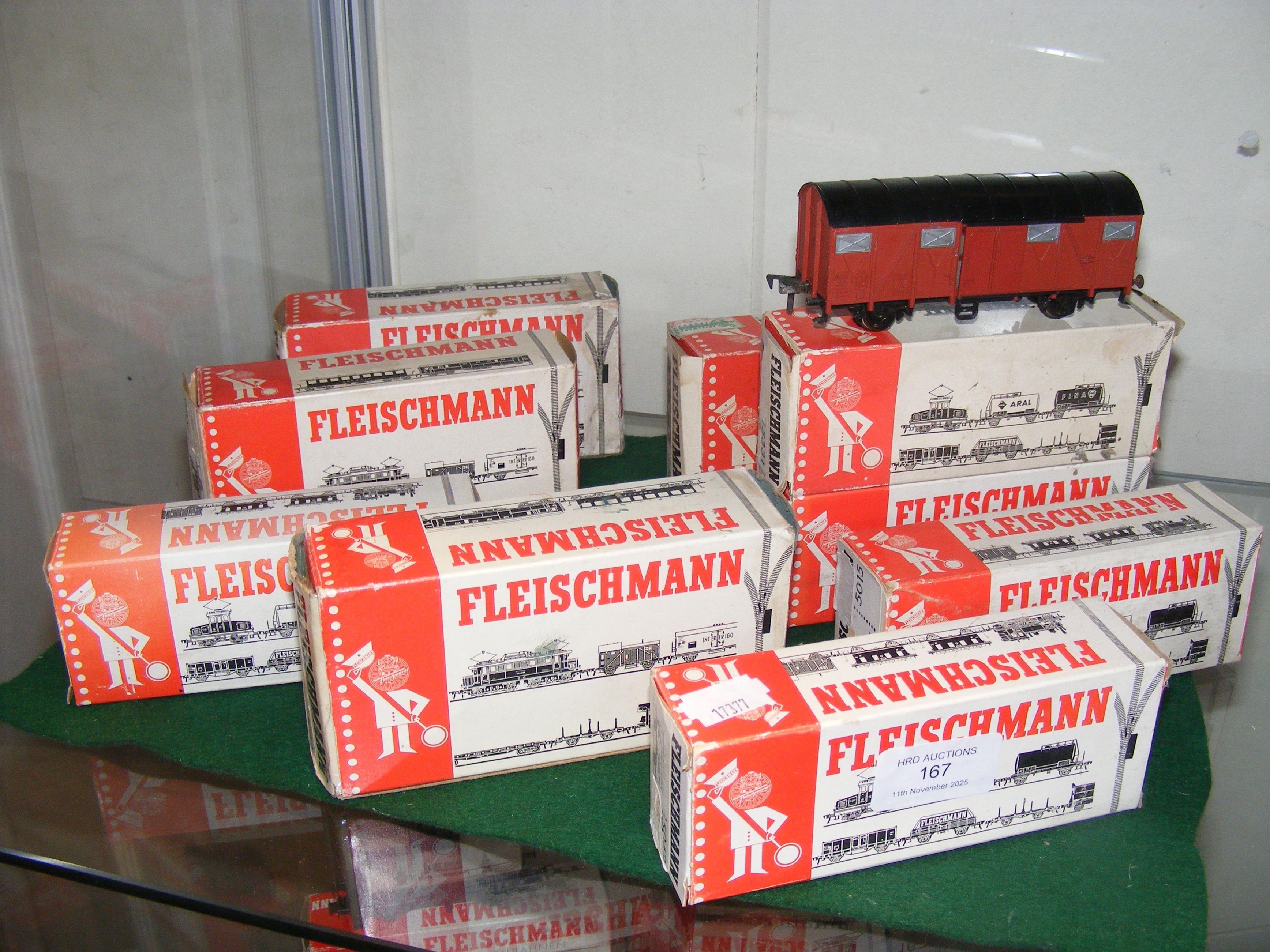 Selection of boxed Fleischmann model wagons