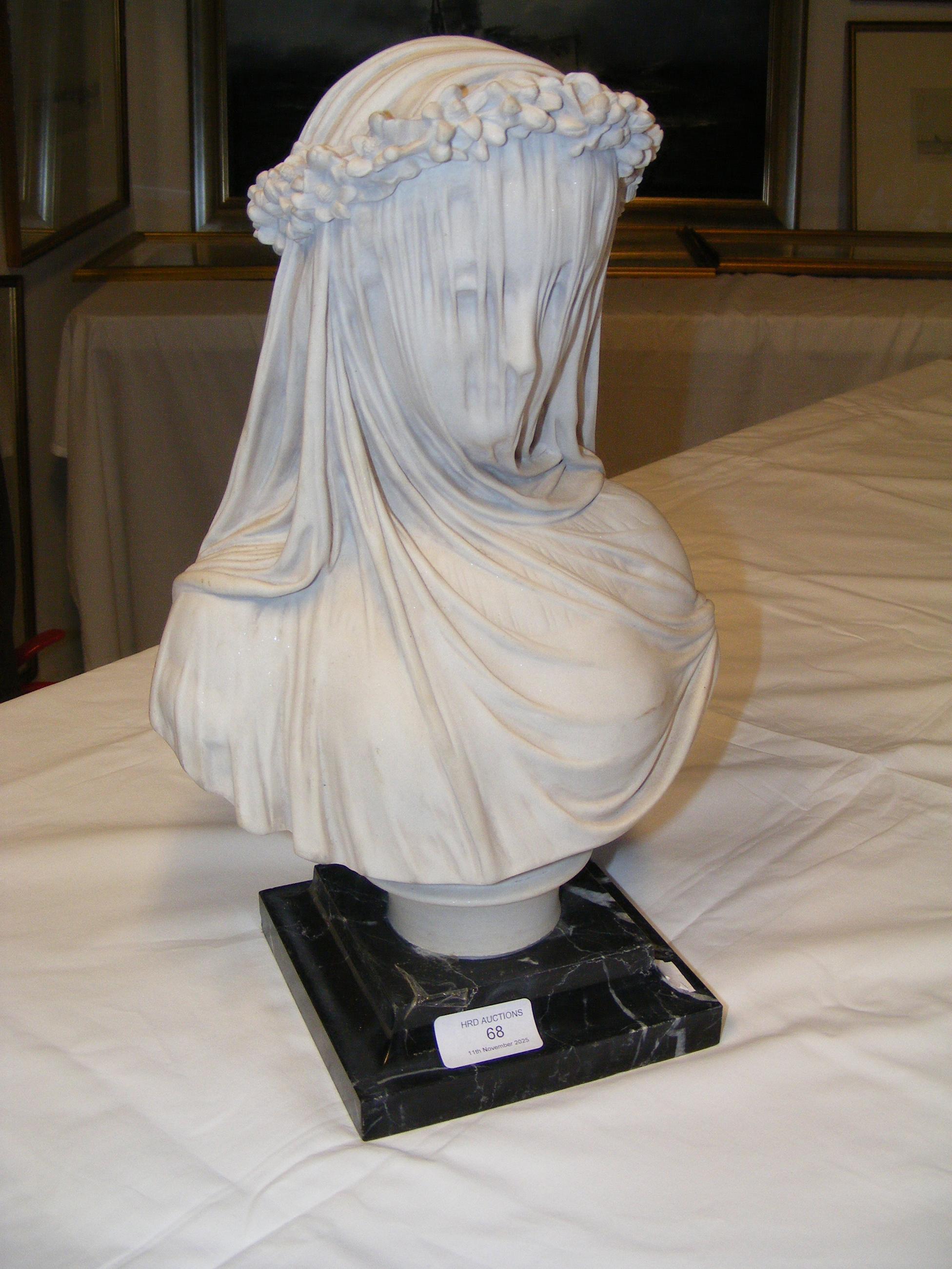 A reproduction bust of 'The Veiled Vestal Virgin' - 38cm high
