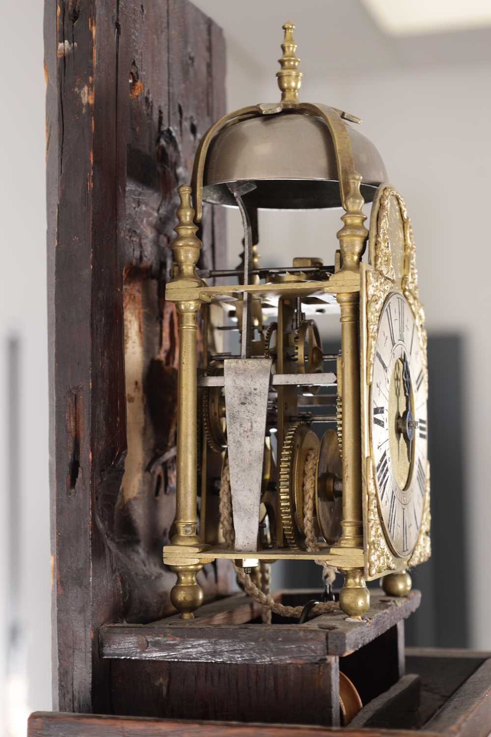 ABRAHAM WESTON, LEWES. A SMALL EARLY 18TH CENTURY CASED LANTERN CLOCK ...