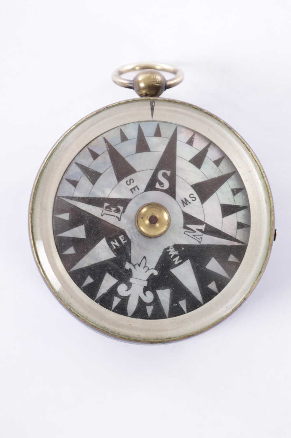 A VICTORIAN BRASS ANEROID POCKET BAROMETER COMPENDIUM WITH ALTIMETER ...